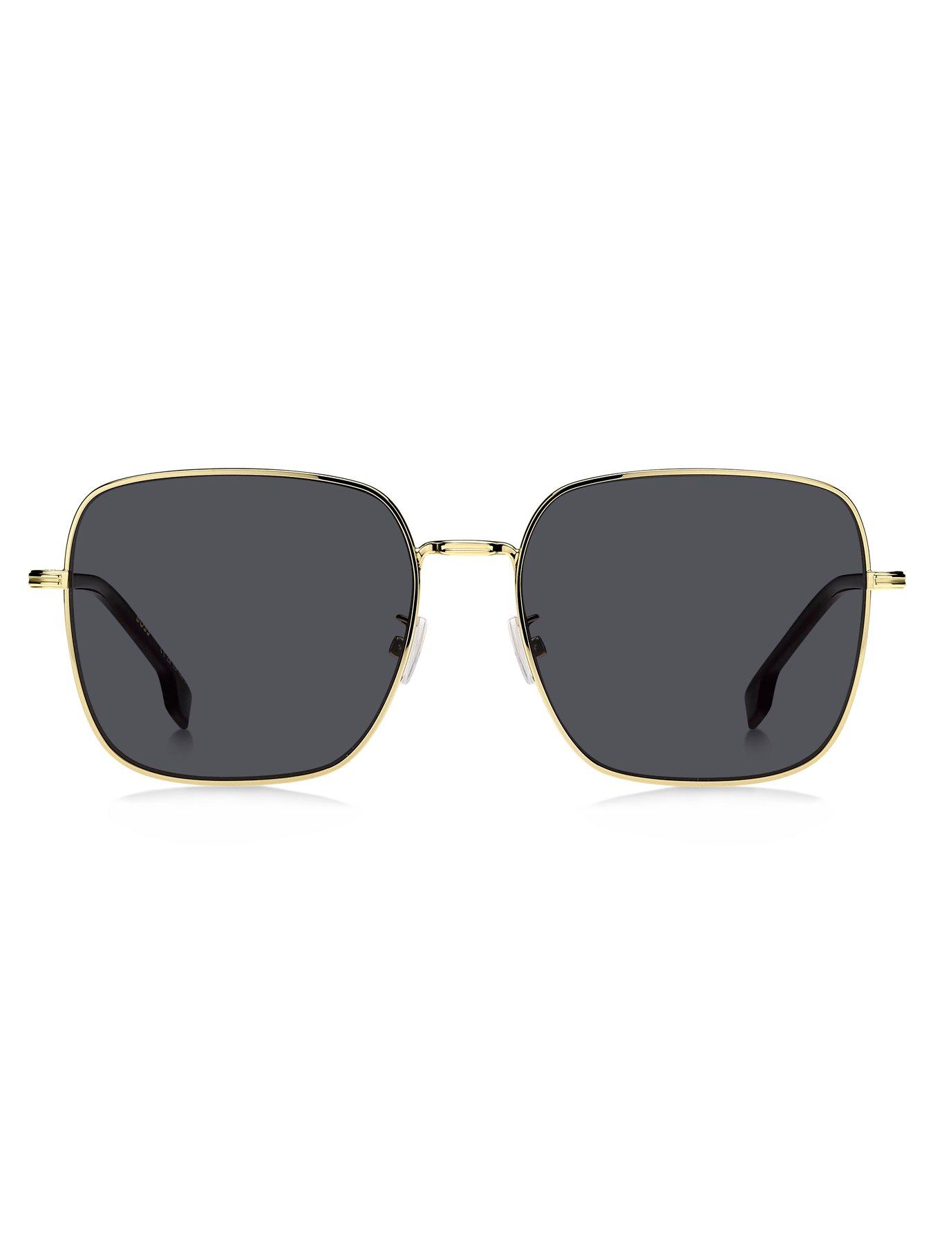 BOSS Square Metal Aviator Sunglasses - Black | Very