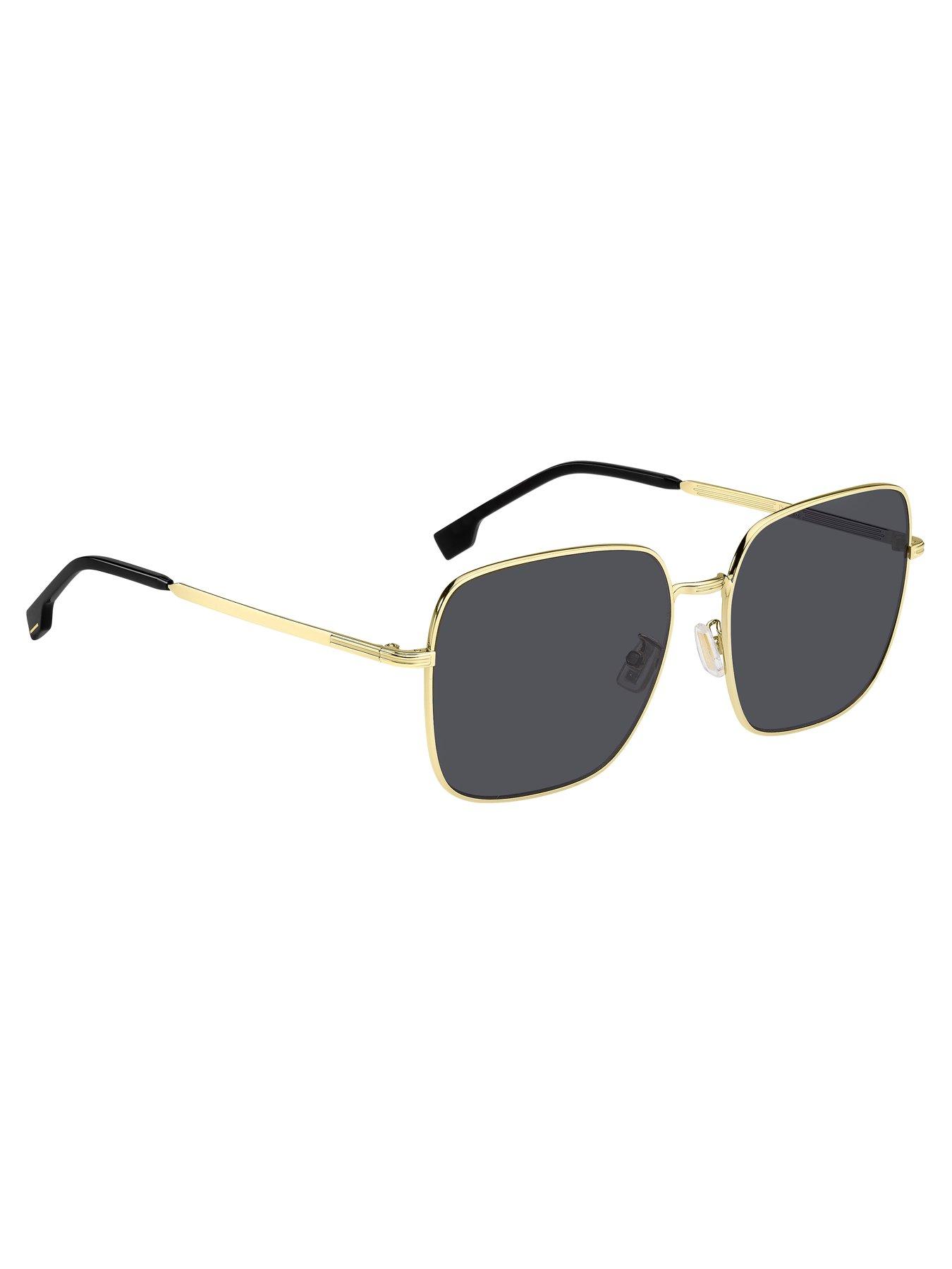 BOSS Square Metal Aviator Sunglasses - Black | Very