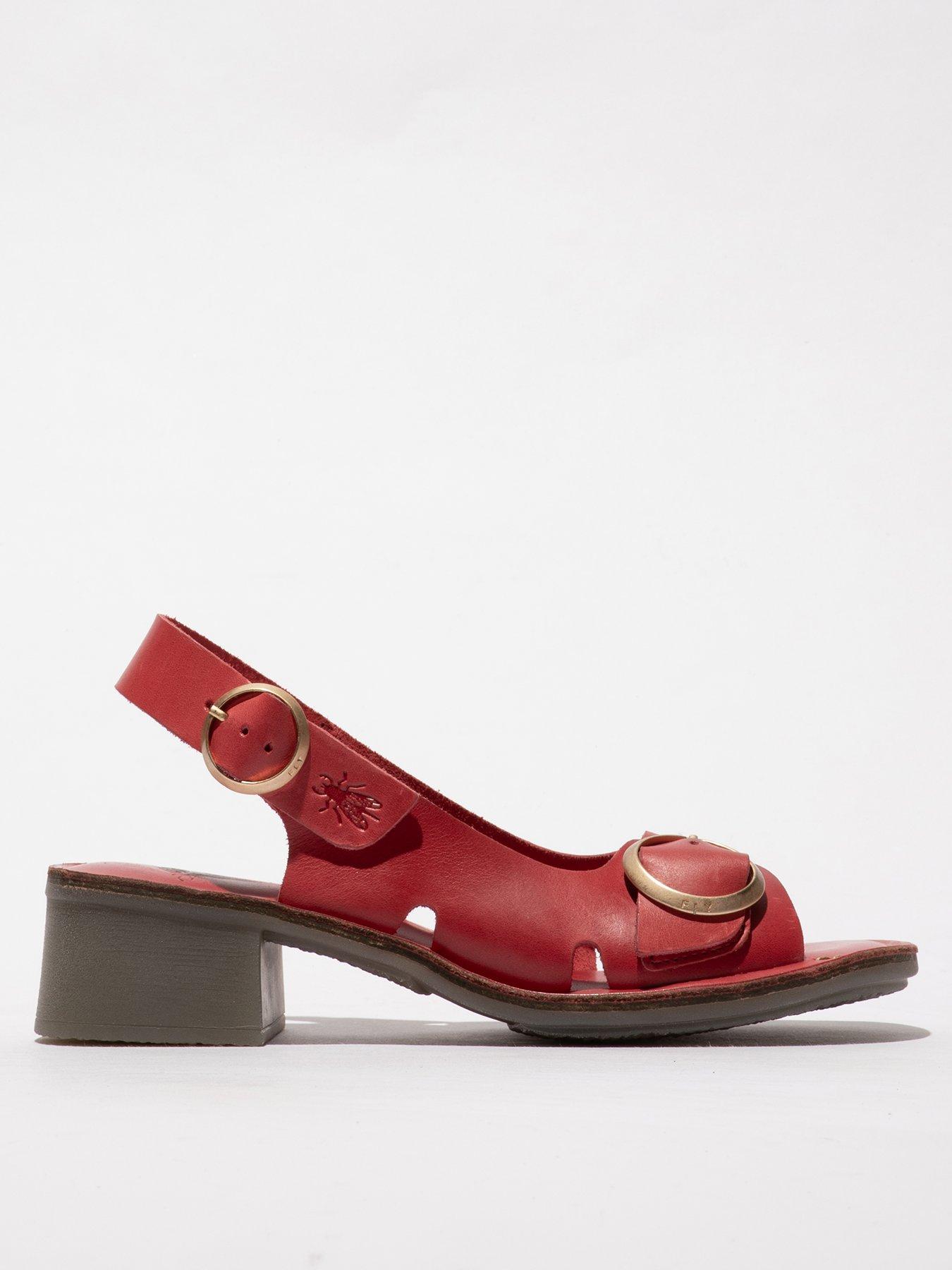 Fly London Edov Buckle Heeled Sandal - Ruby Red | Very