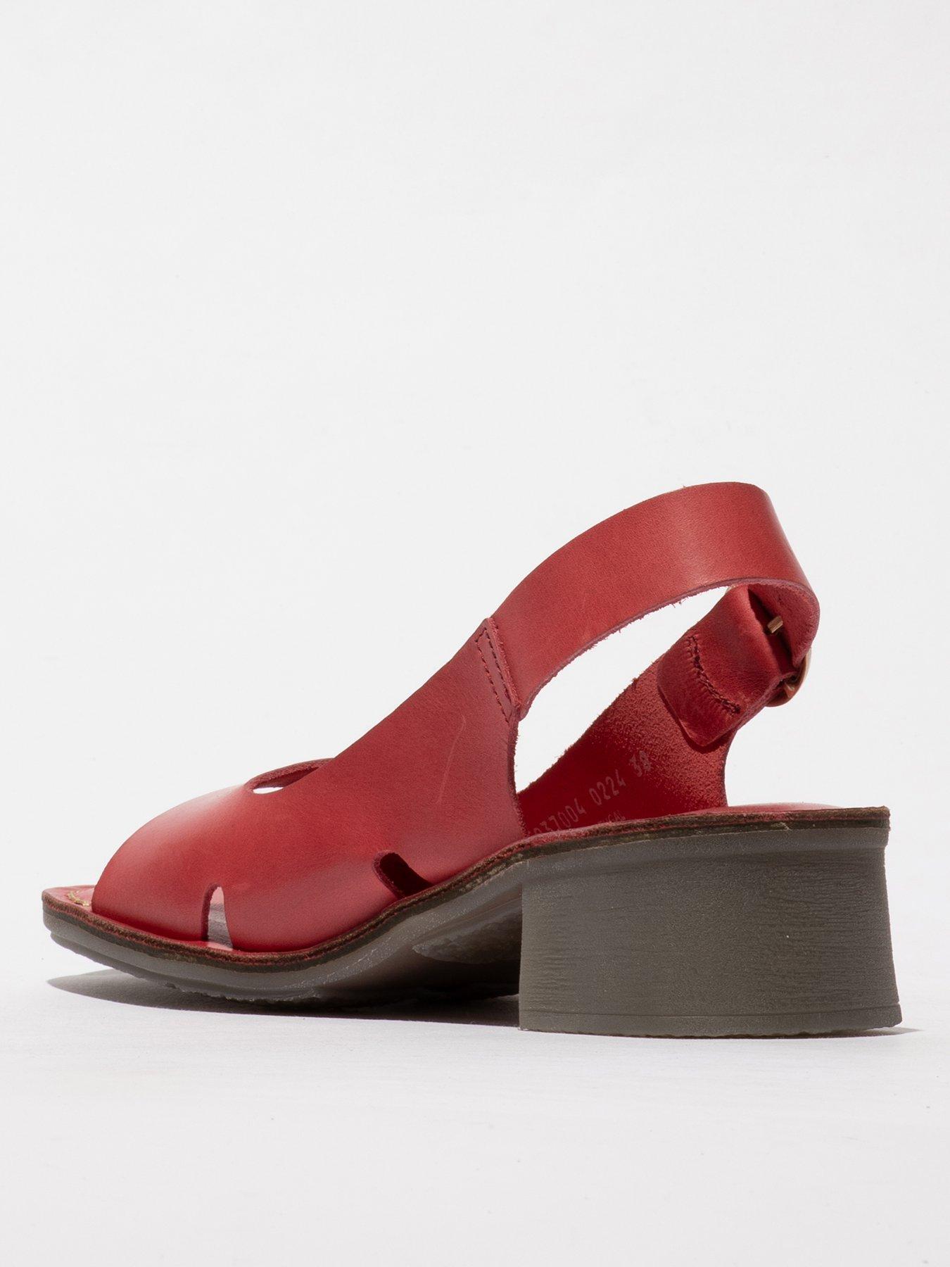 Fly London Edov Buckle Heeled Sandal - Ruby Red | Very