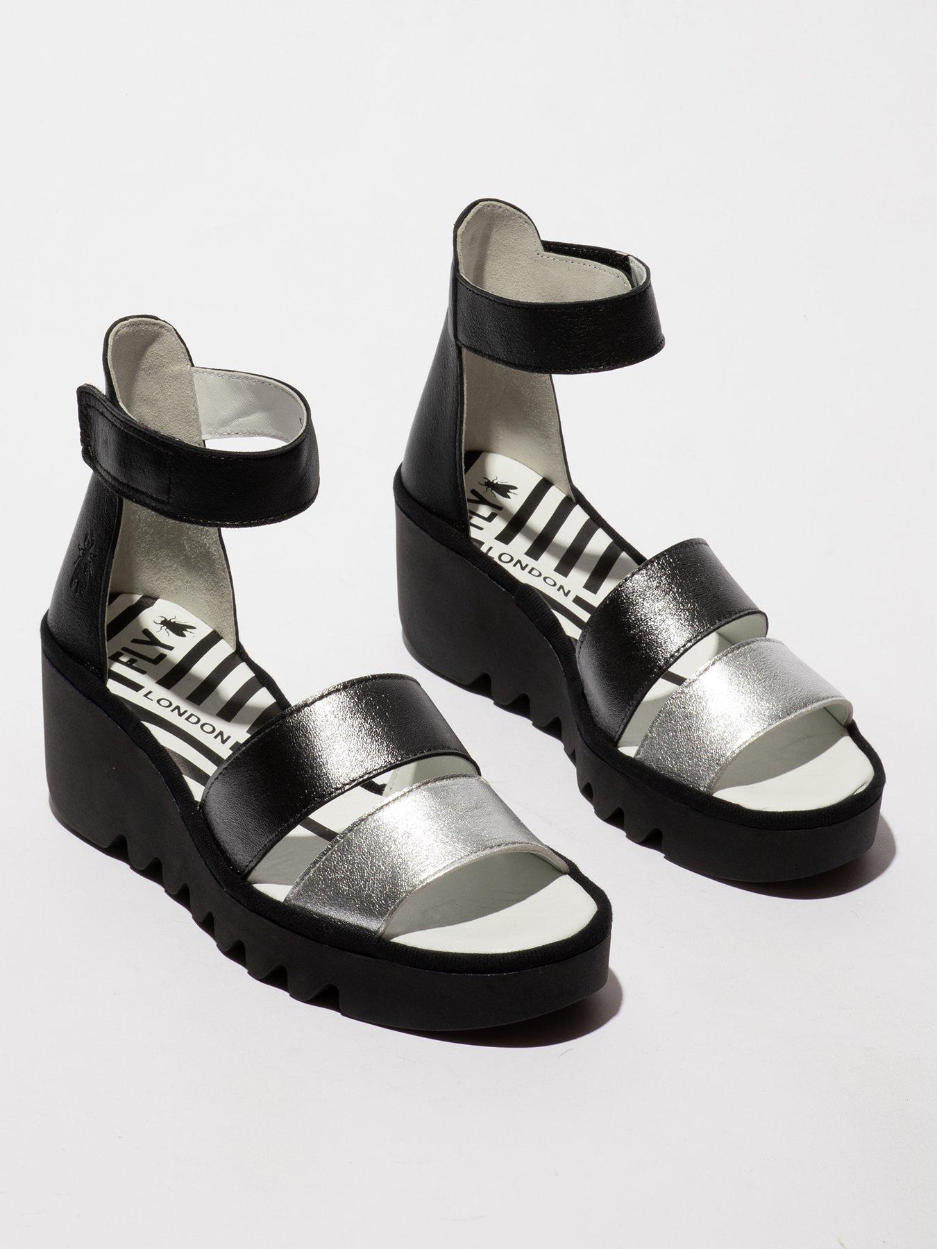 Fly London Bono Low Wedge Sandal - Black | Very