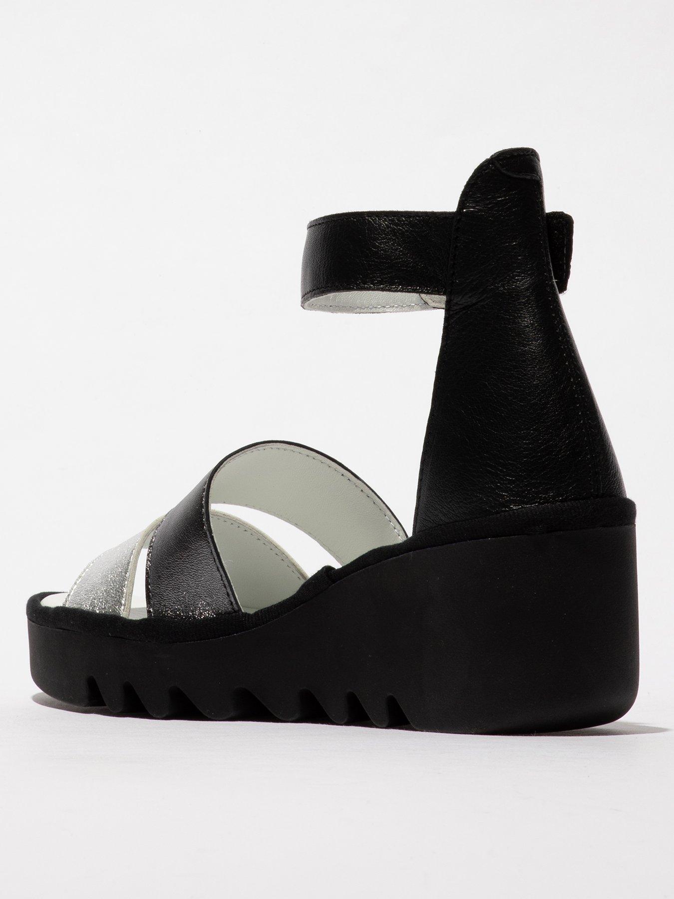 Fly London Bono Low Wedge Sandal - Black | Very