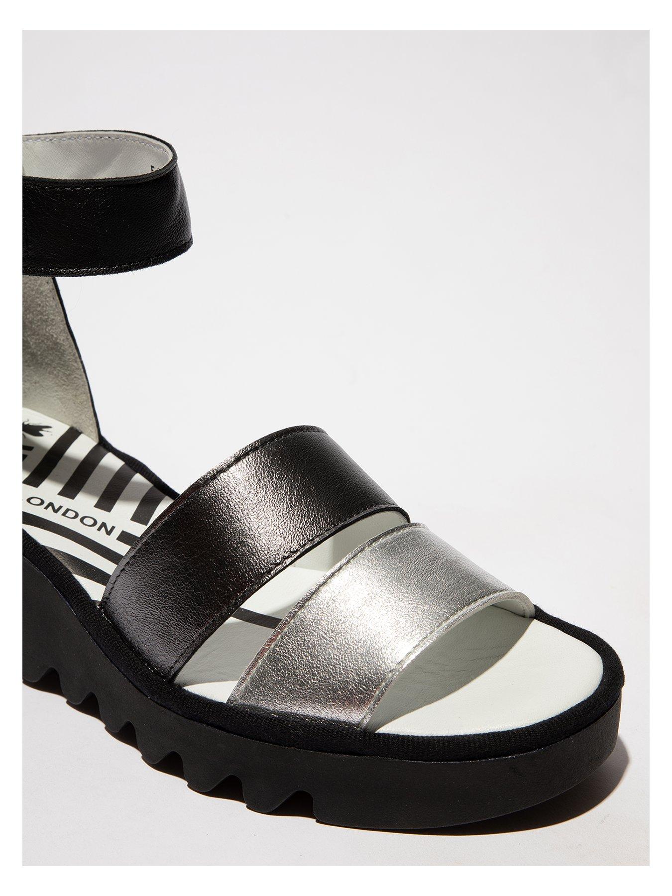 Fly London Bono Low Wedge Sandal - Black | Very