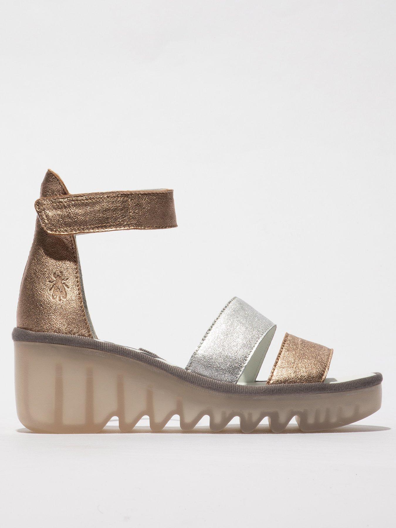 Fly London Bono Low Wedge Sandal - Silver | Very