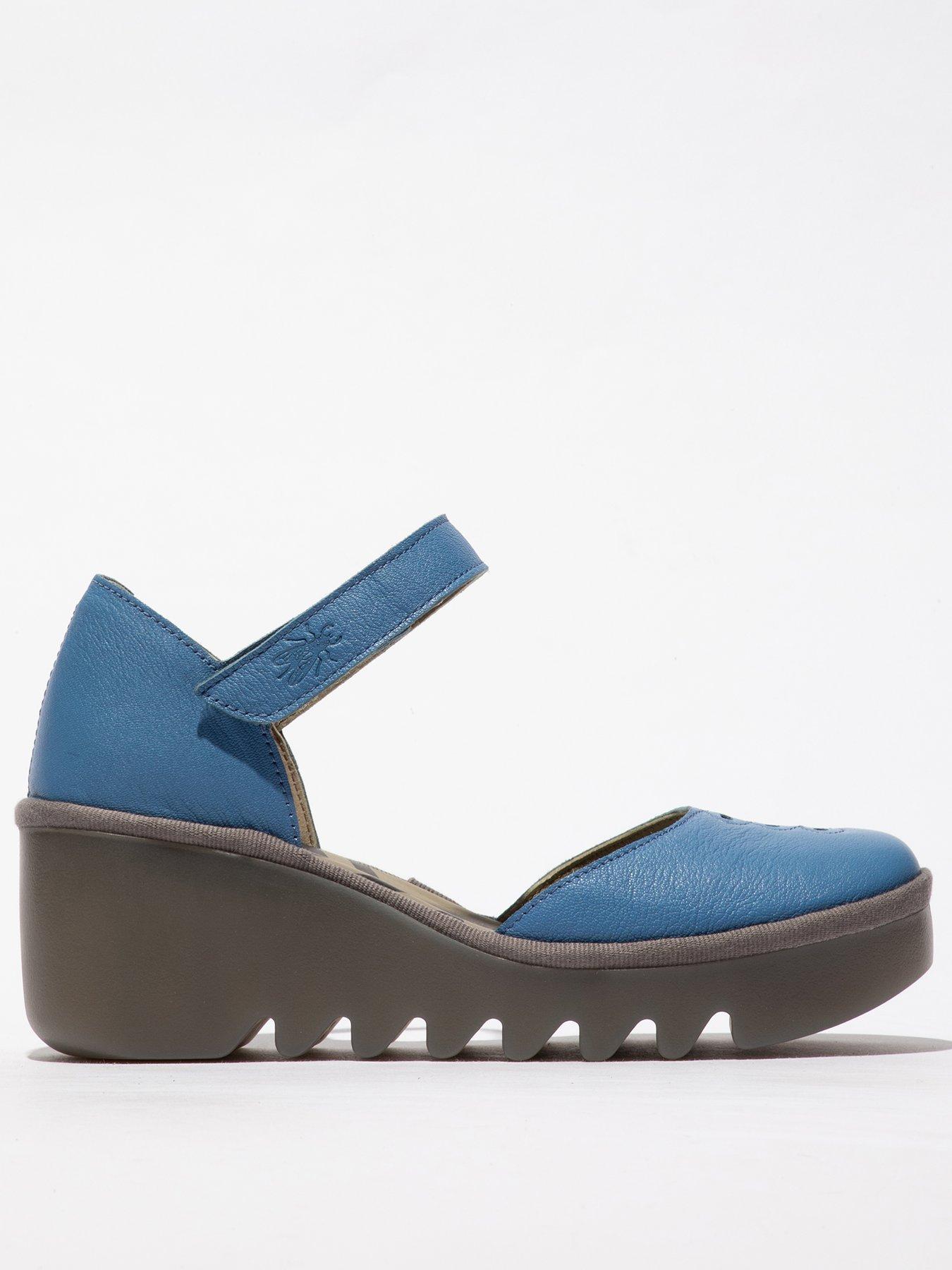 Fly London Biso Round Toe Wedge Shoe - Blue | Very