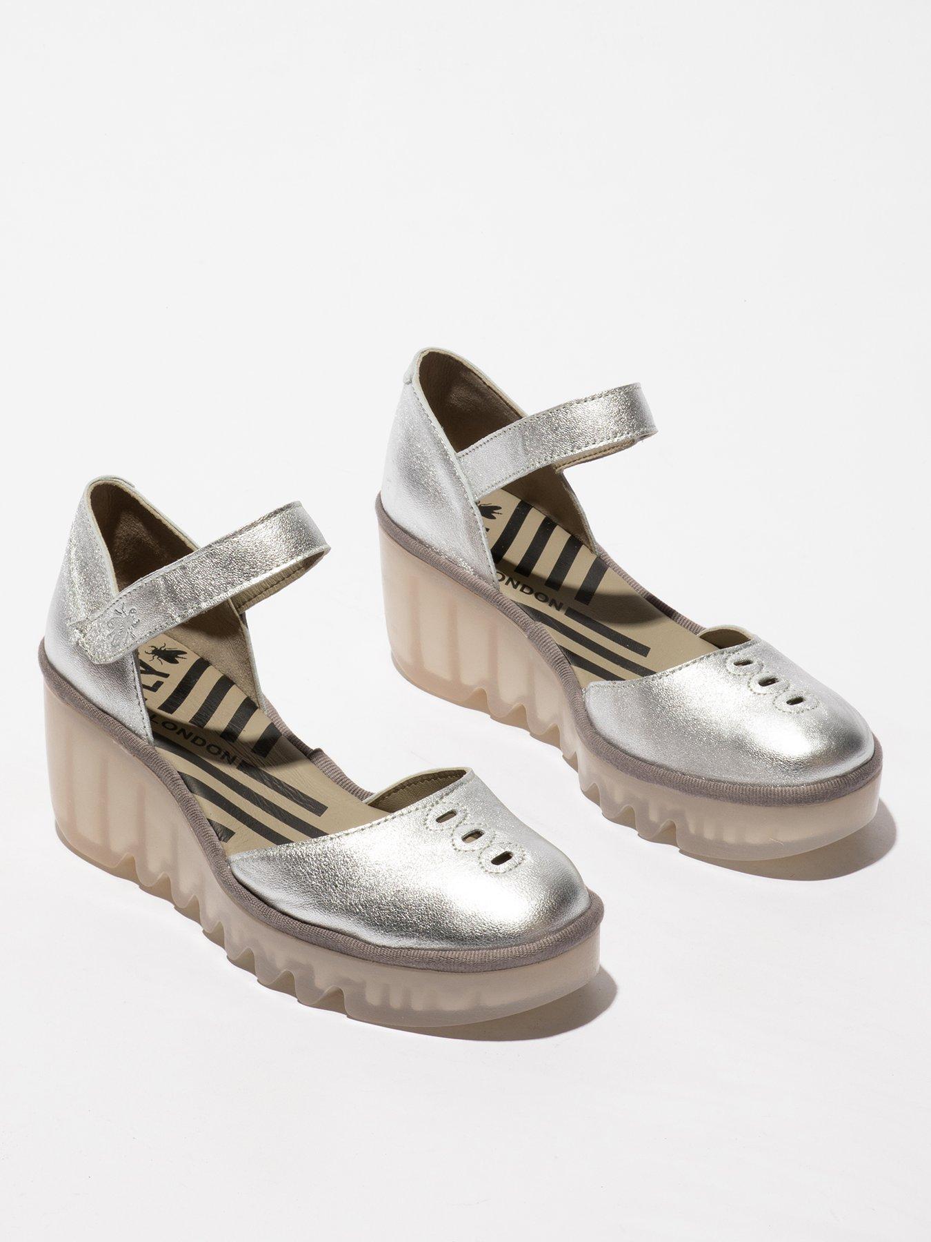 Fly London Biso Round Toe Wedge Shoe - Silver | Very