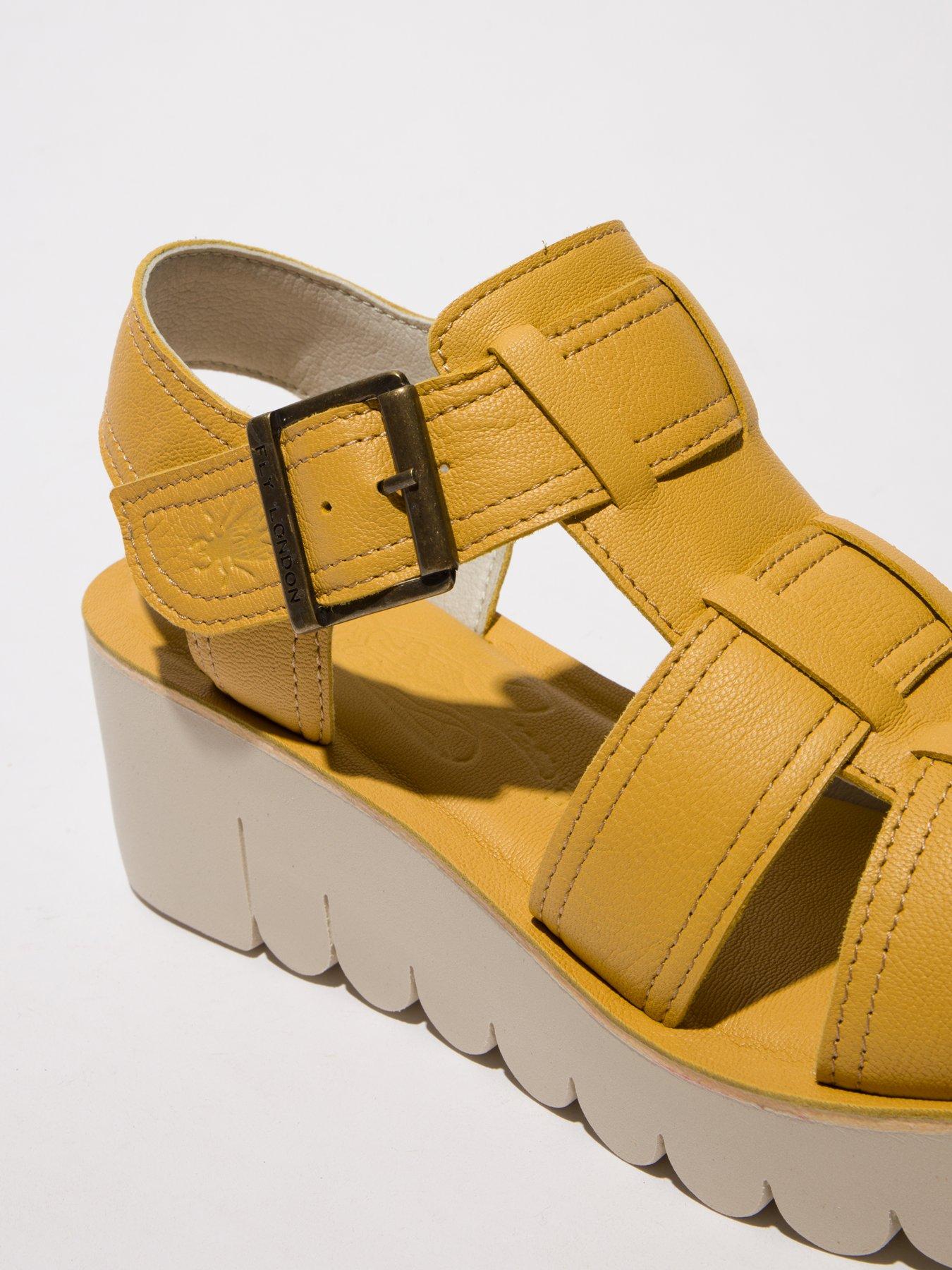 Fly London Yudd Leather Wedge Sandal - Orange | Very