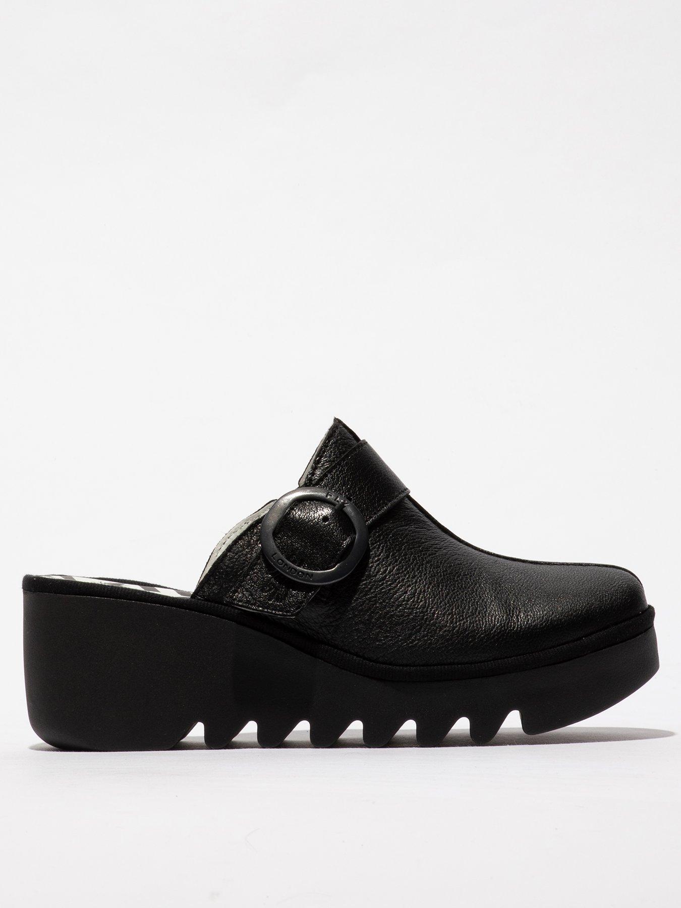 Fly London Blok Closed Toe Clog - Black | Very