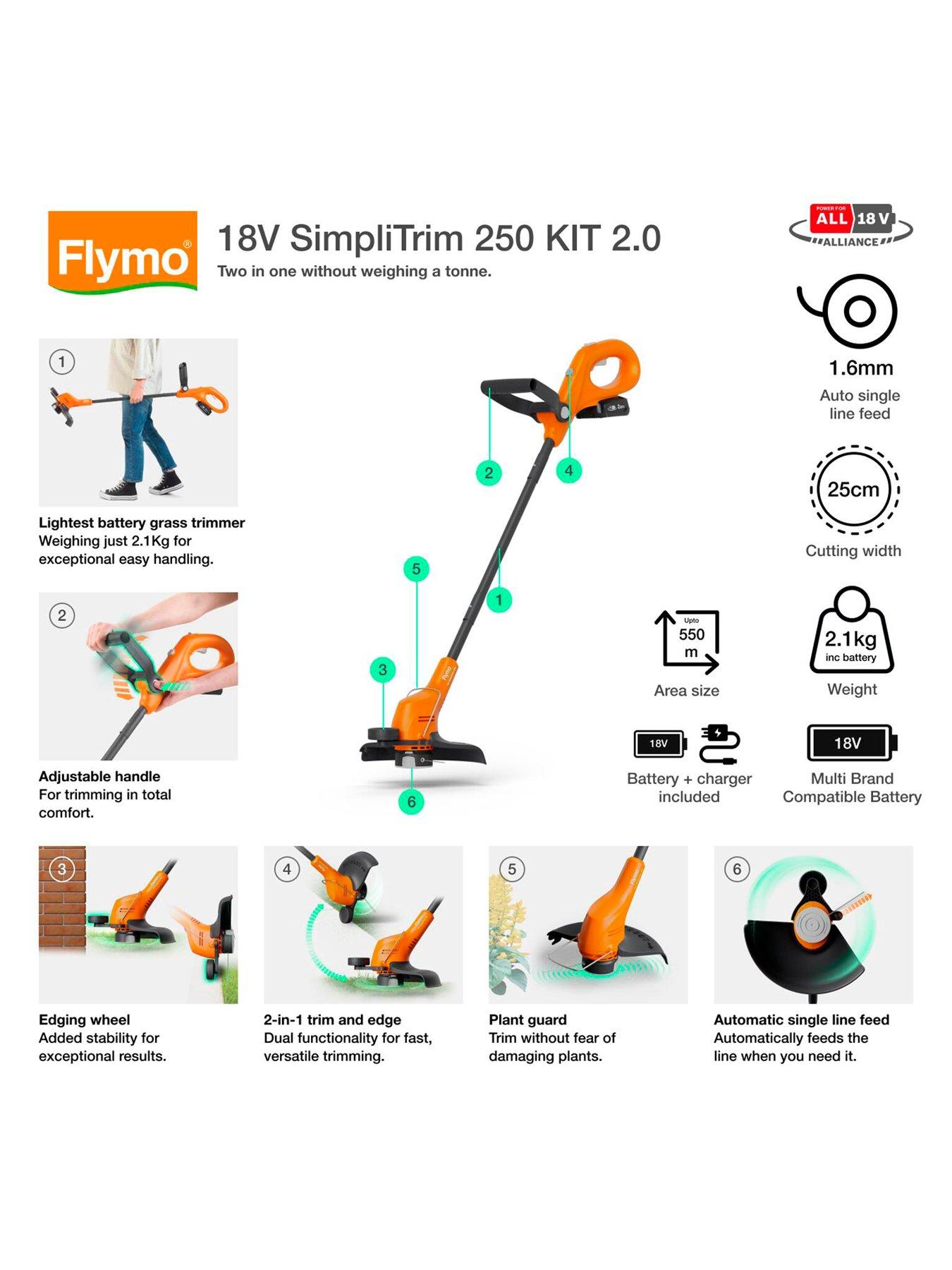 Flymo 18V SimpliTrim 250 Cordless Grass Trimmer and Edger | Very