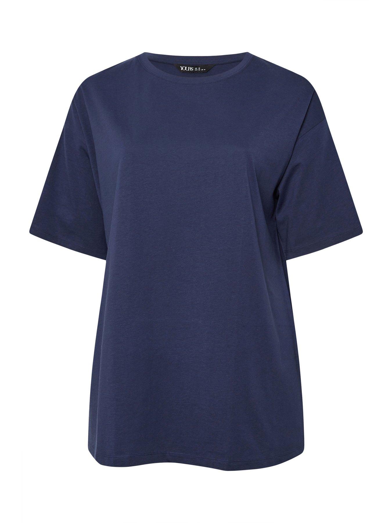 Yours Curve Longline Super Basic Tee - Blue | Very