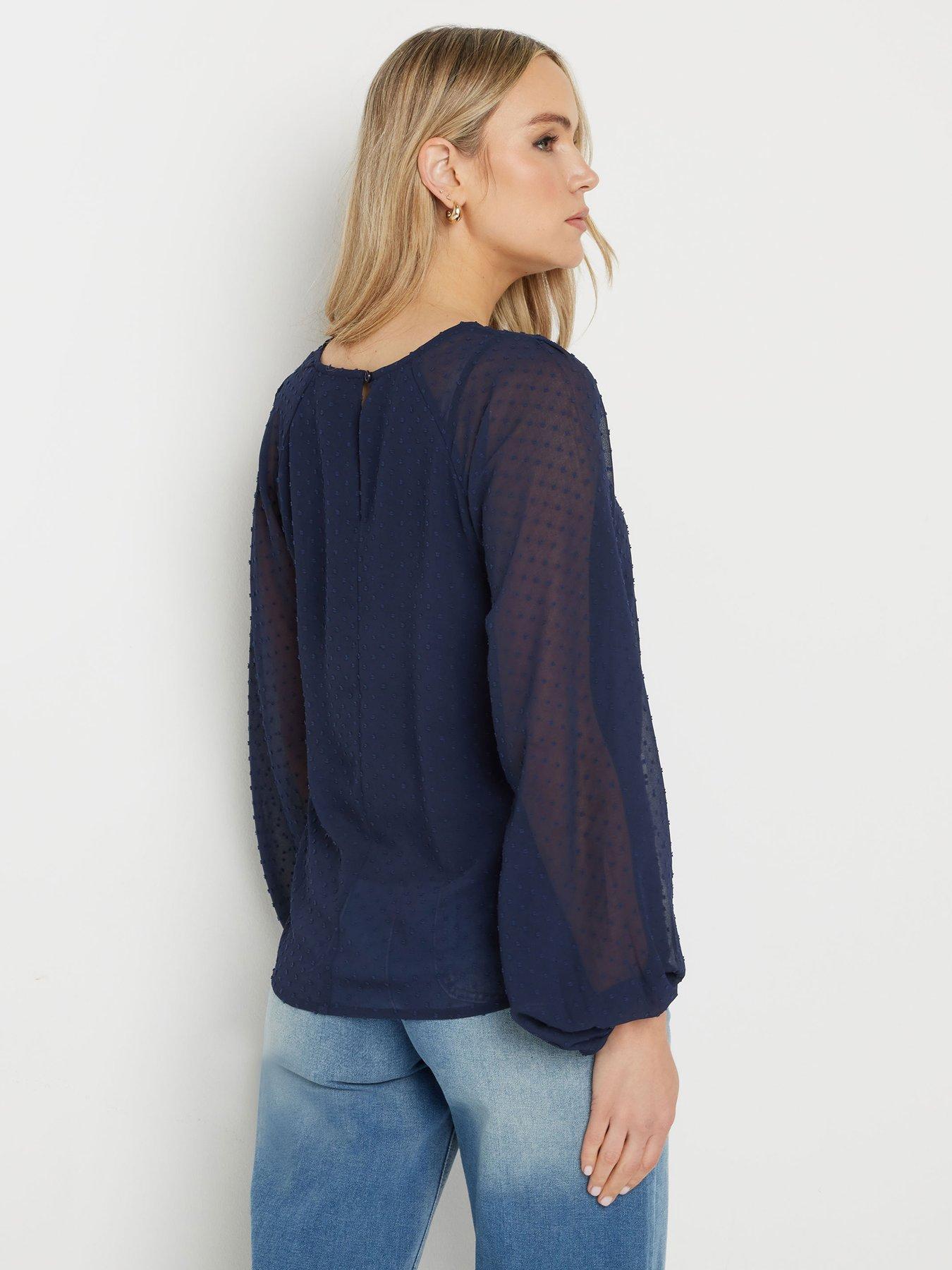 Long Tall Sally Dobby Balloon Sleeve Blouse - Blue | Very