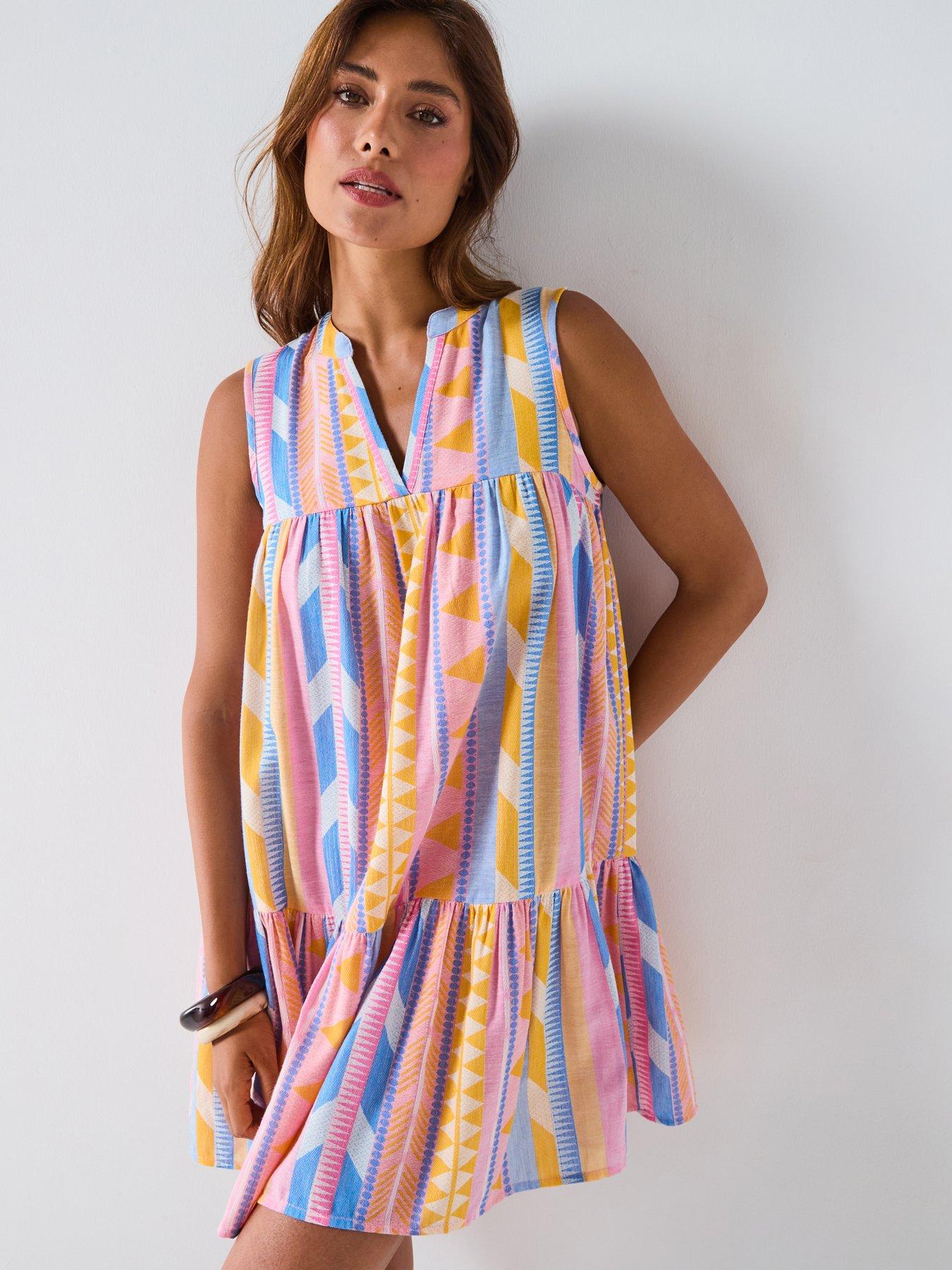 V by Very Aztec Mini Beach Dress - Multi | Very