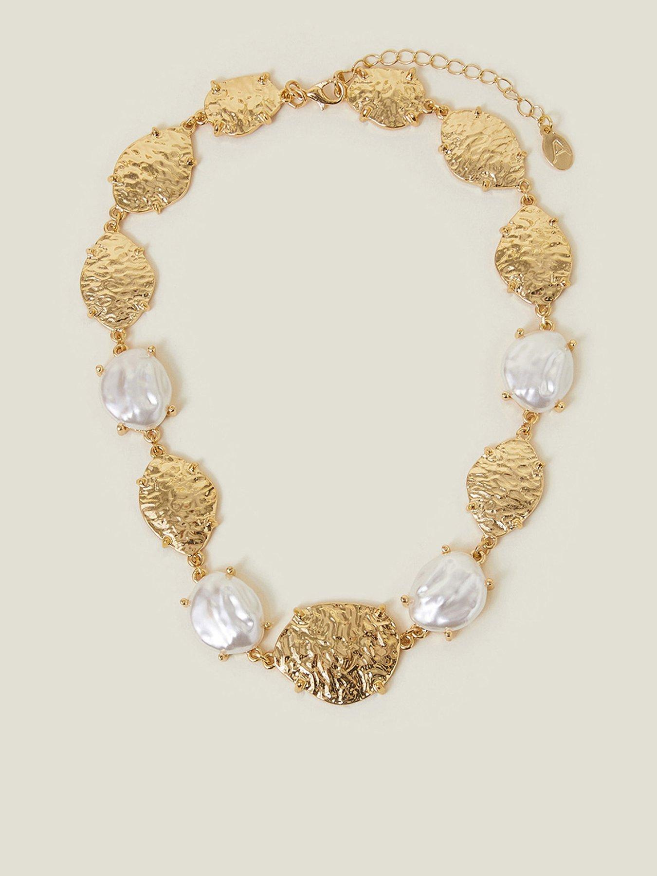 Accessorize Pearl Molten Disc Necklace | Very