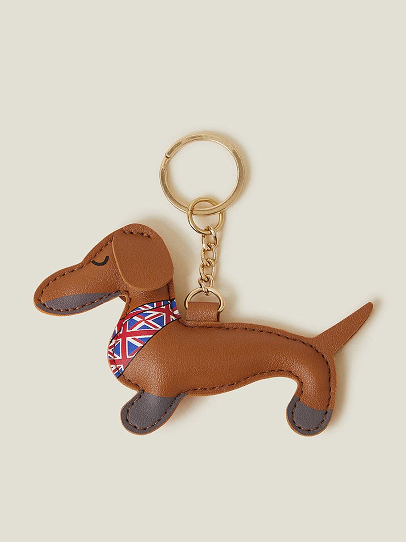 Accessorize London Sausage Dog Key Ring - Brown | Very