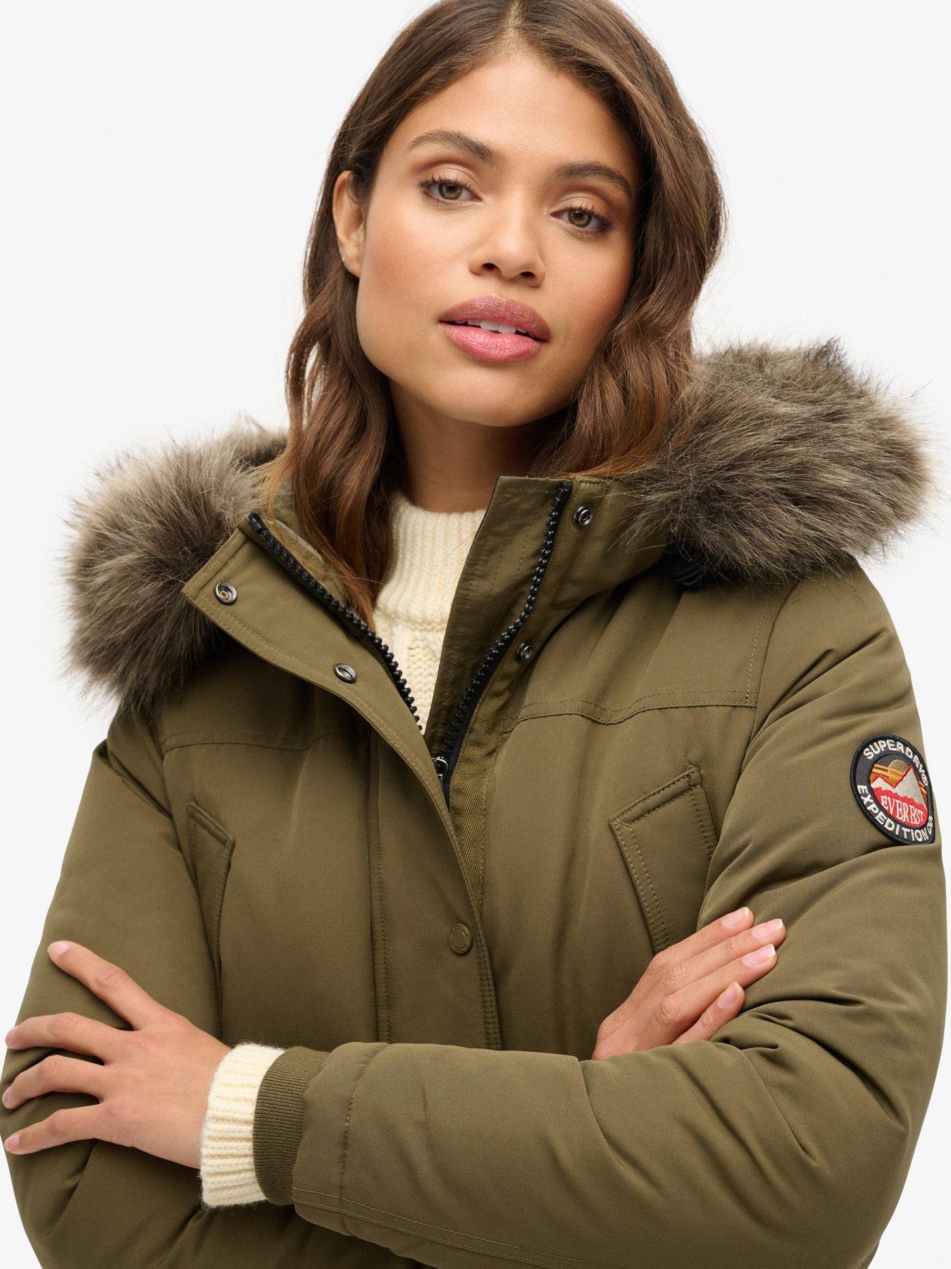 Superdry Everest Faux Fur Parka Coat - Green | Very