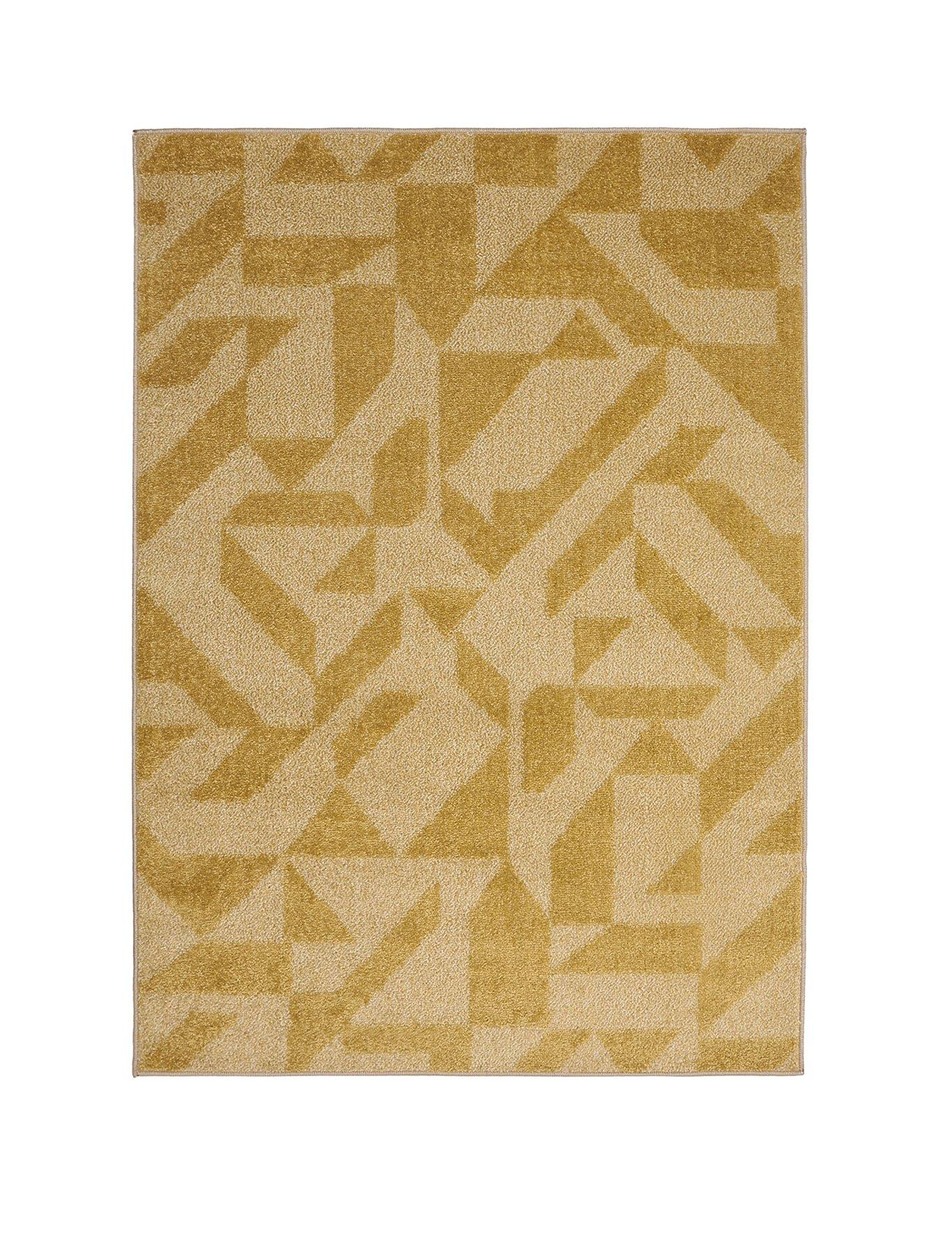 Very Home Juno Geometric Gold Blend Rug | Very
