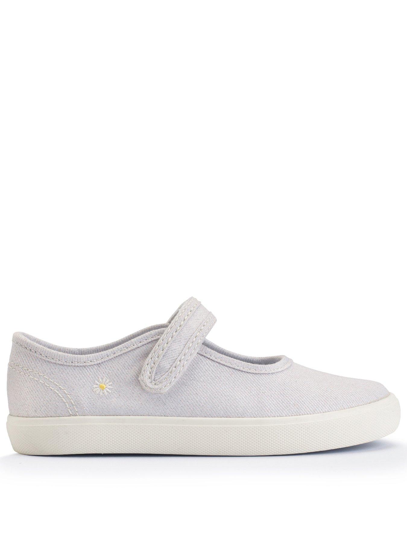 Start-rite Lemonade Silver Glitter Daisy Canvas - White | Very