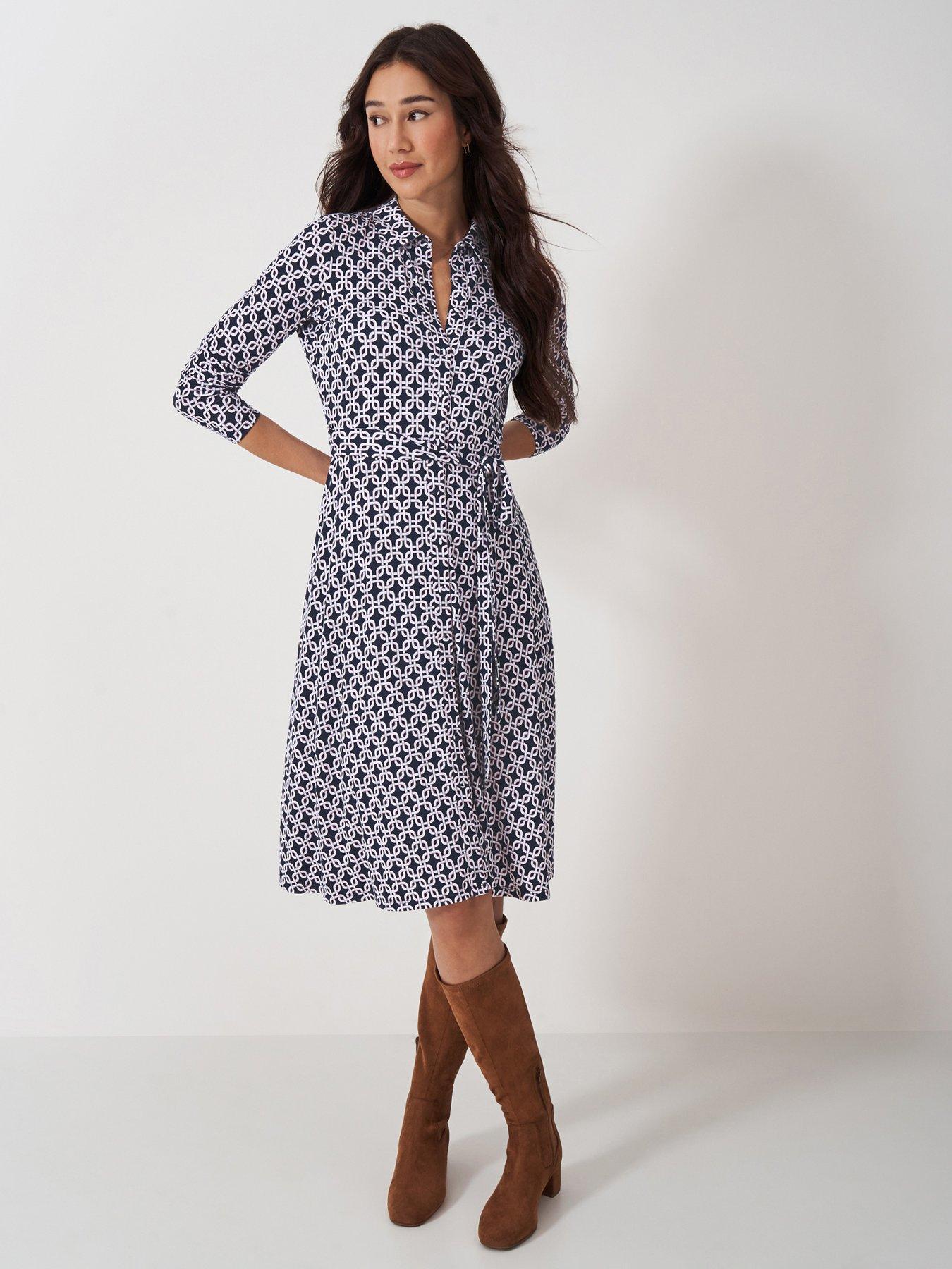 Crew Clothing Emma Jersey Shirt Dress - Navy | Very