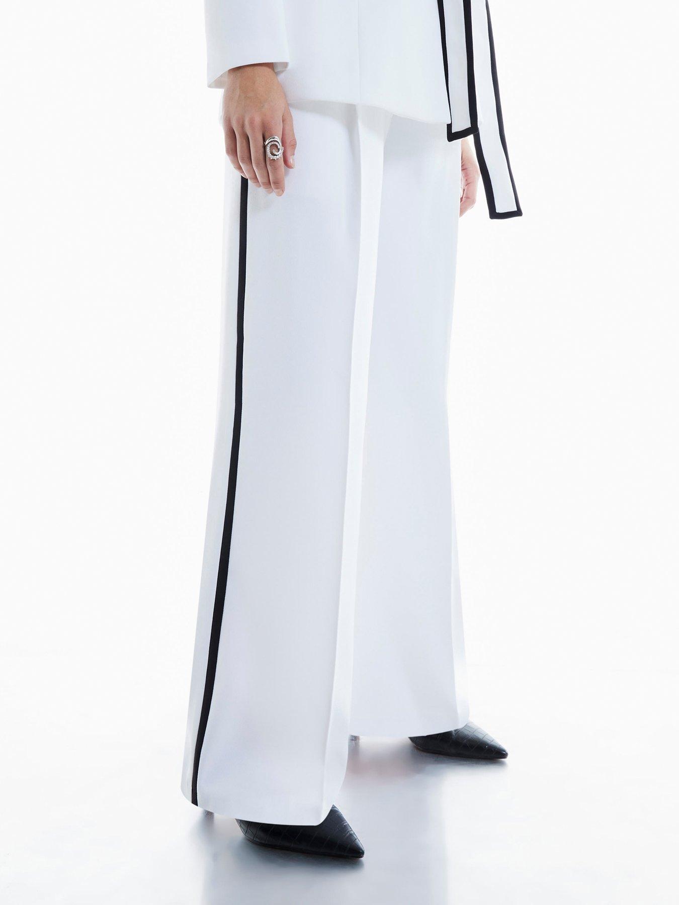 River Island Contrast Piping Wide Leg Trouser - White | Very