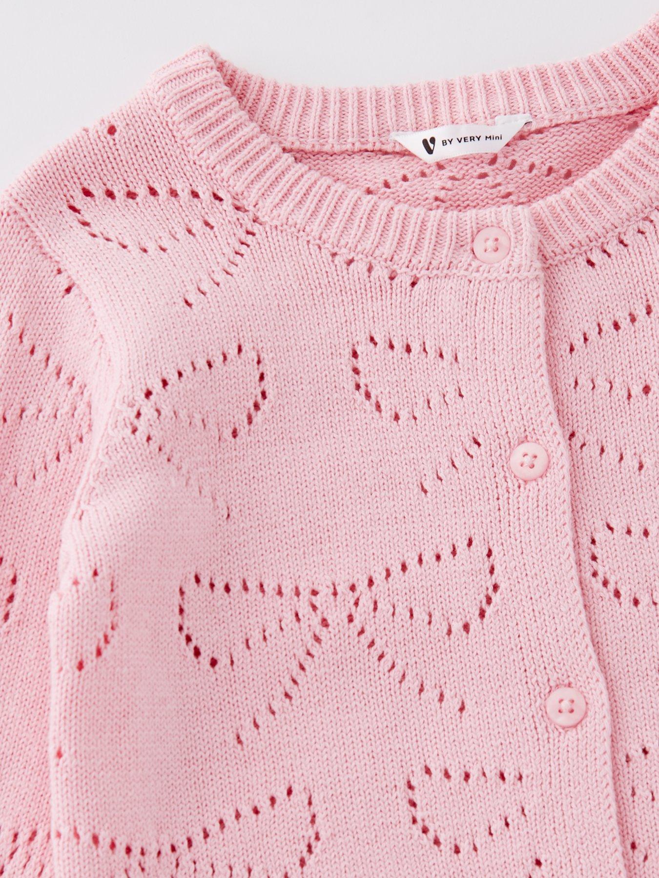 Mini V by Very Girls Knitted Pointelle Cardigan - Pink | Very