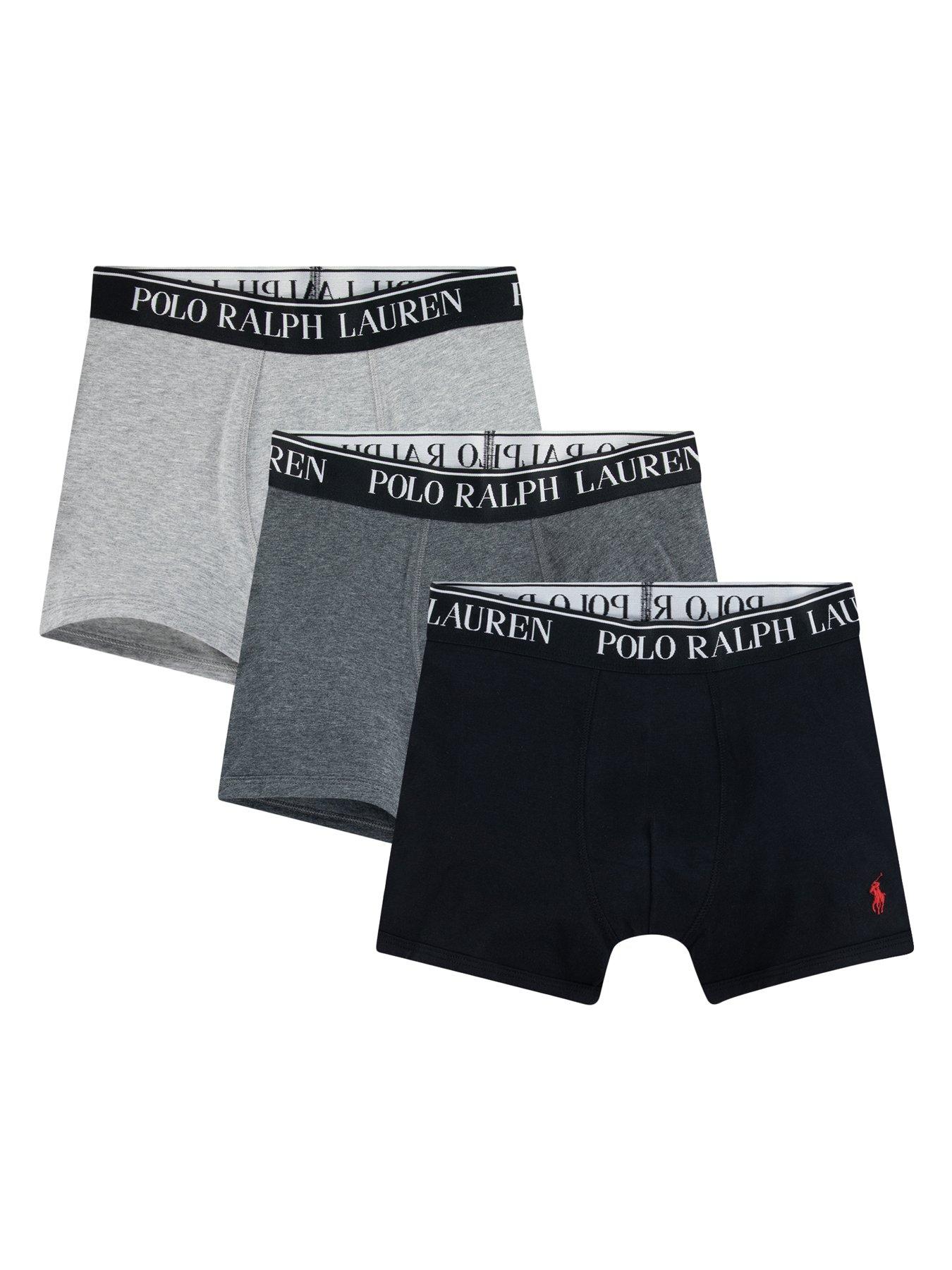 Polo Ralph Lauren Boys 3 Pack Cotton Stretch Logo Boxers - Greyscale | Very