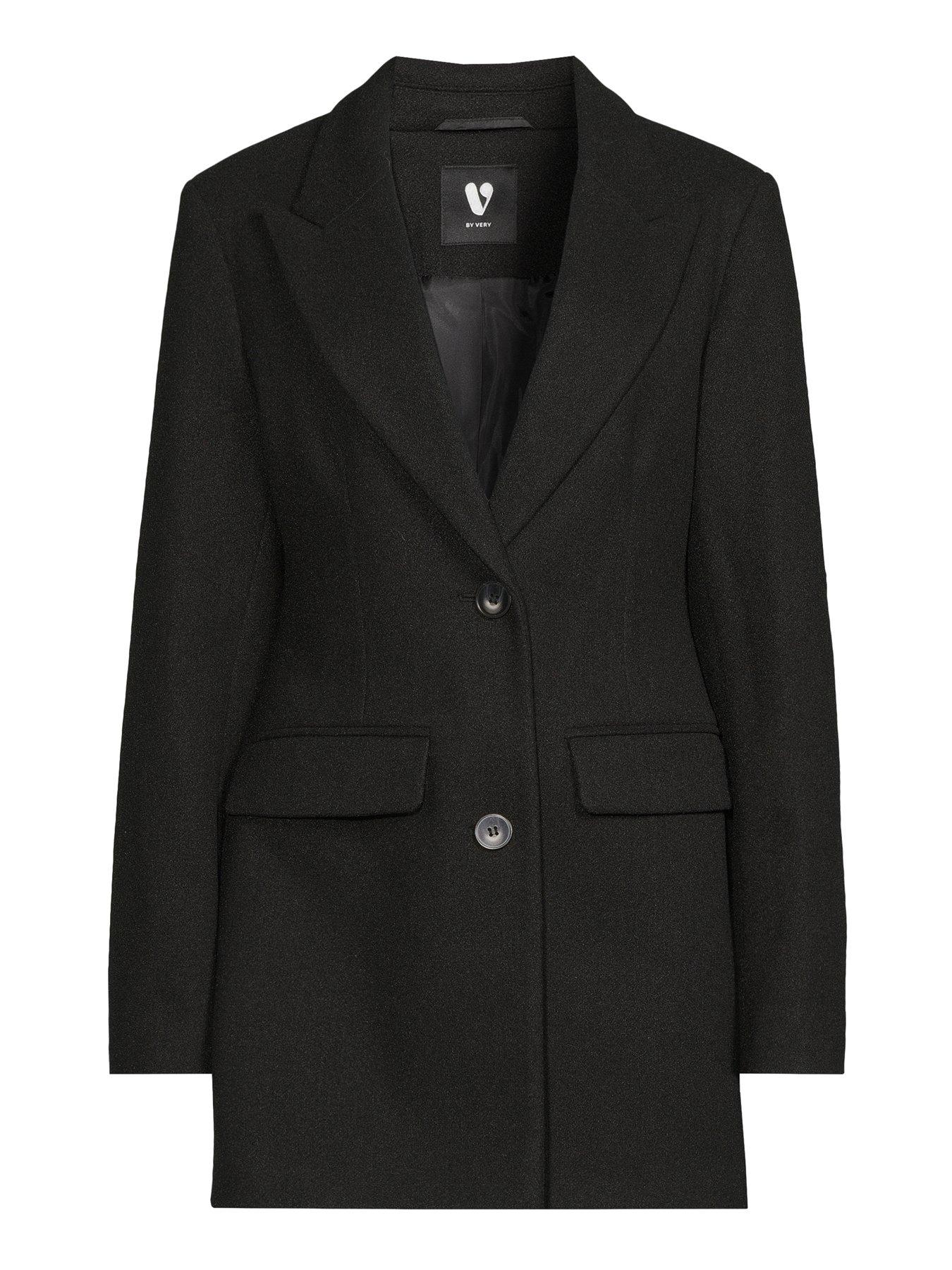The Very Collection Faux Wool Blazer Jacket - Black | Very