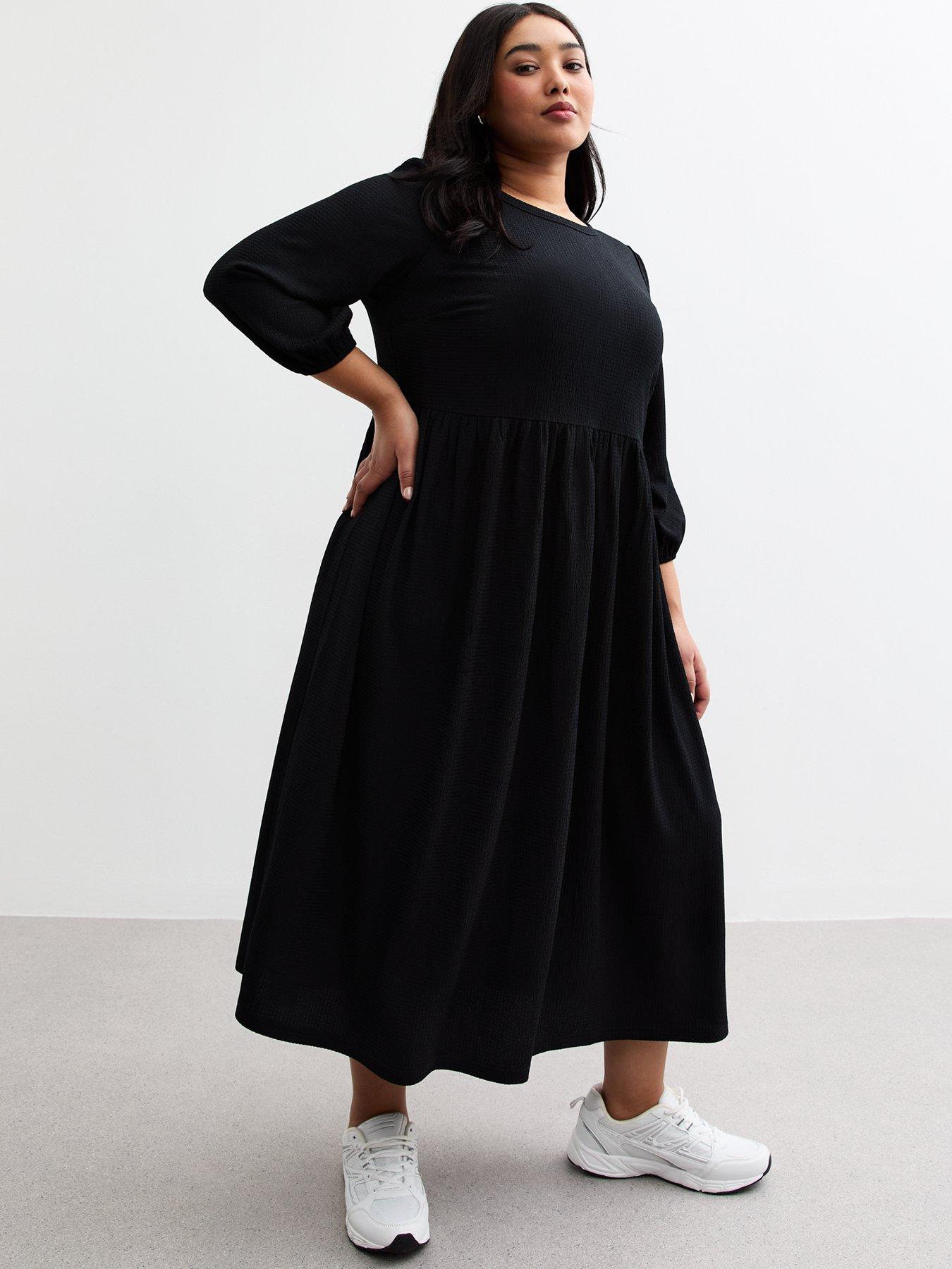 New Look Curves Crinkled Jersey Midi Dress - Black | Very