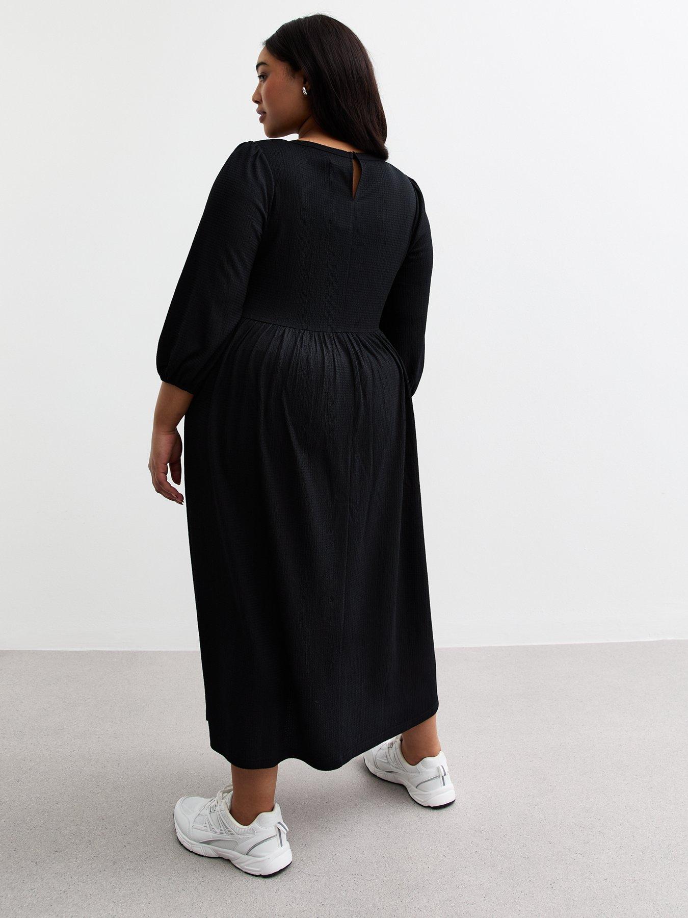 New Look Curves Crinkled Jersey Midi Dress - Black | Very