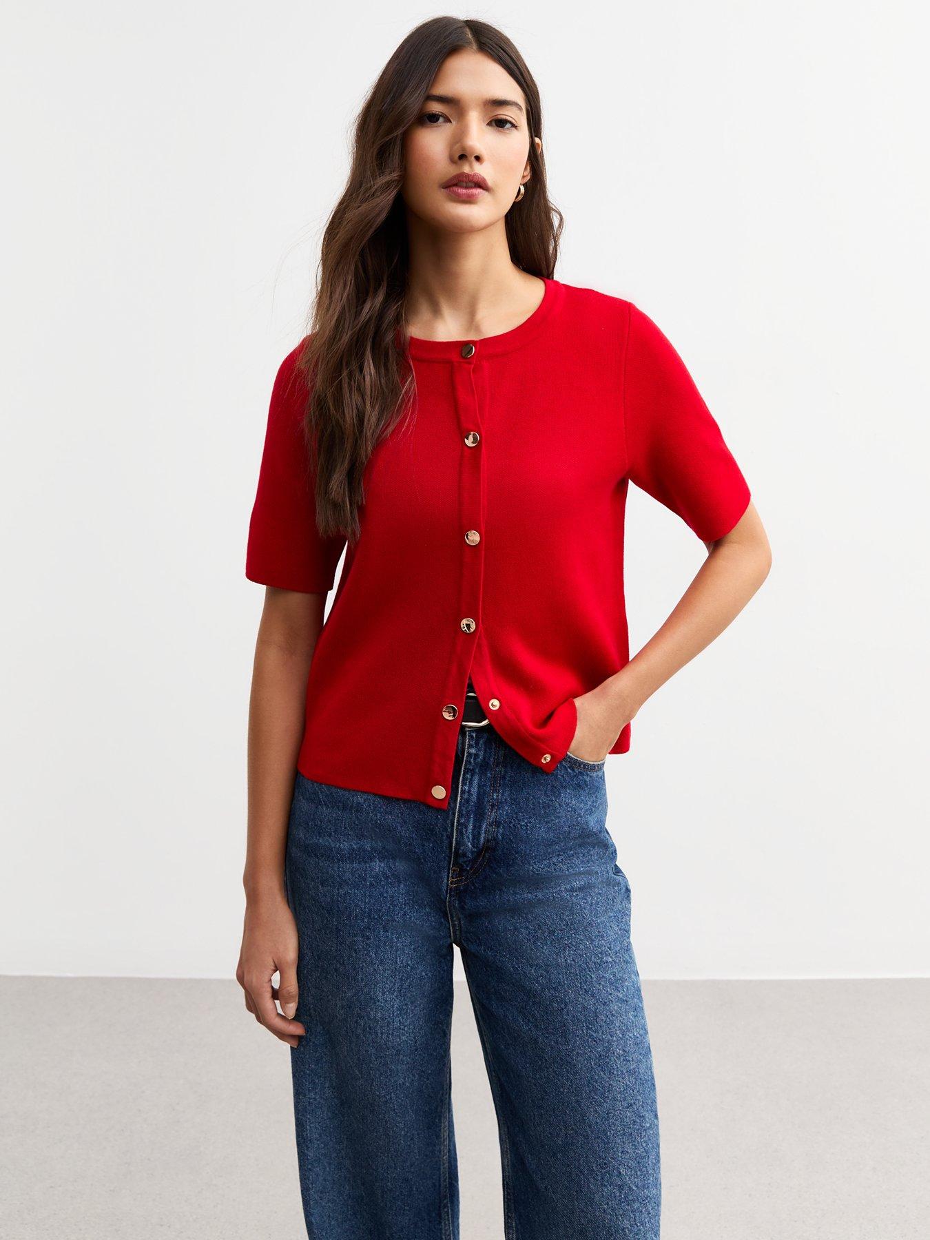 New Look Knit Short Sleeve Cardigan - Red | Very