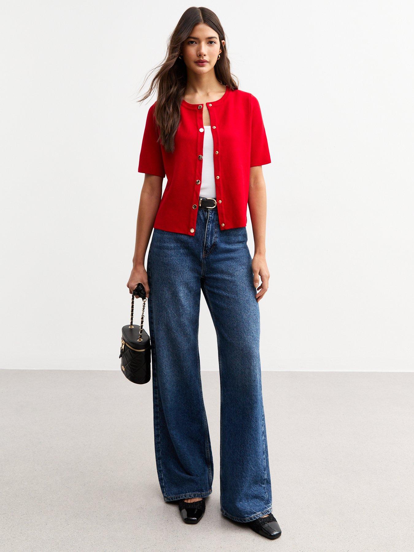 New Look Knit Short Sleeve Cardigan - Red | Very