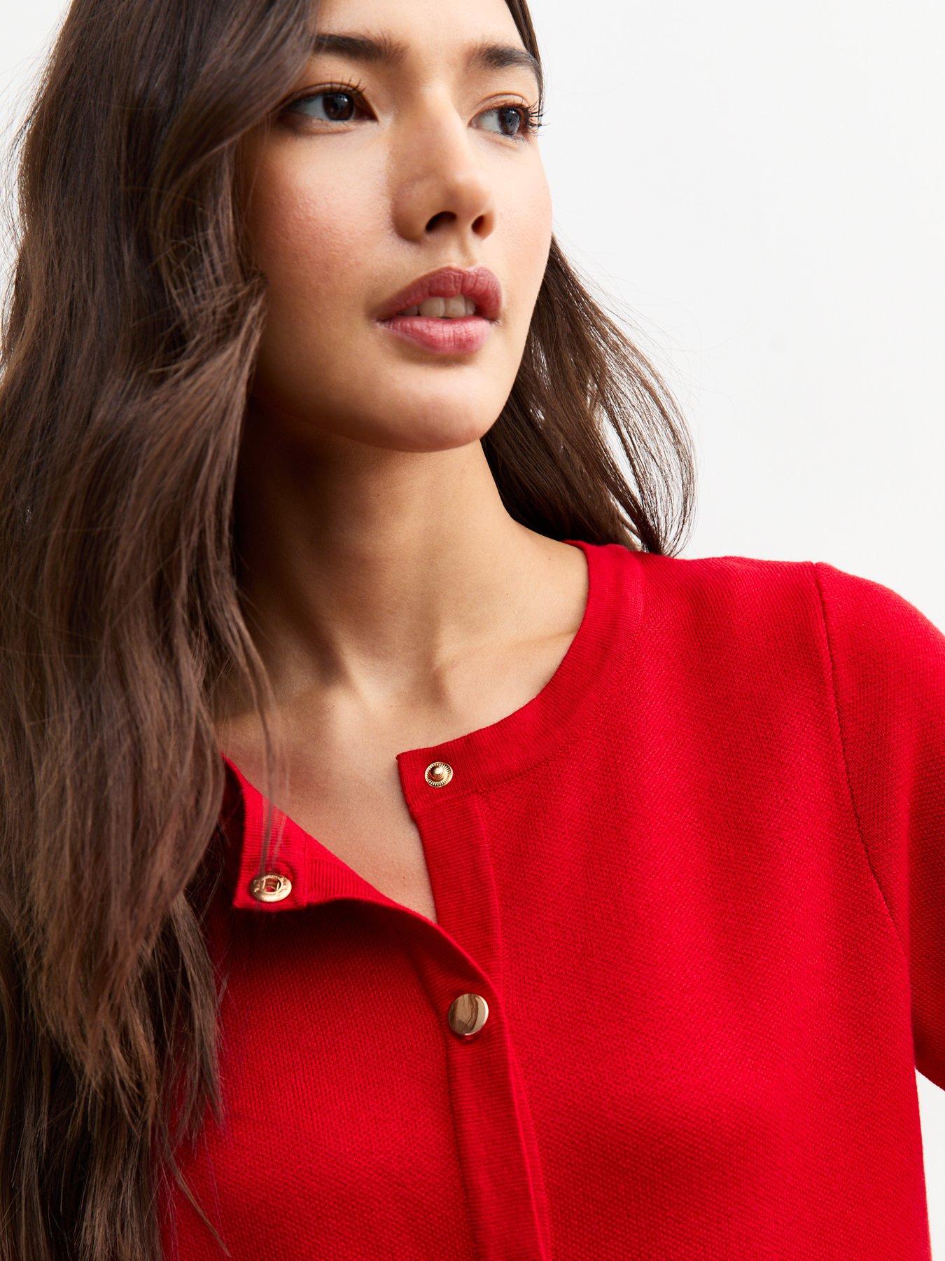 New Look Knit Short Sleeve Cardigan - Red | Very