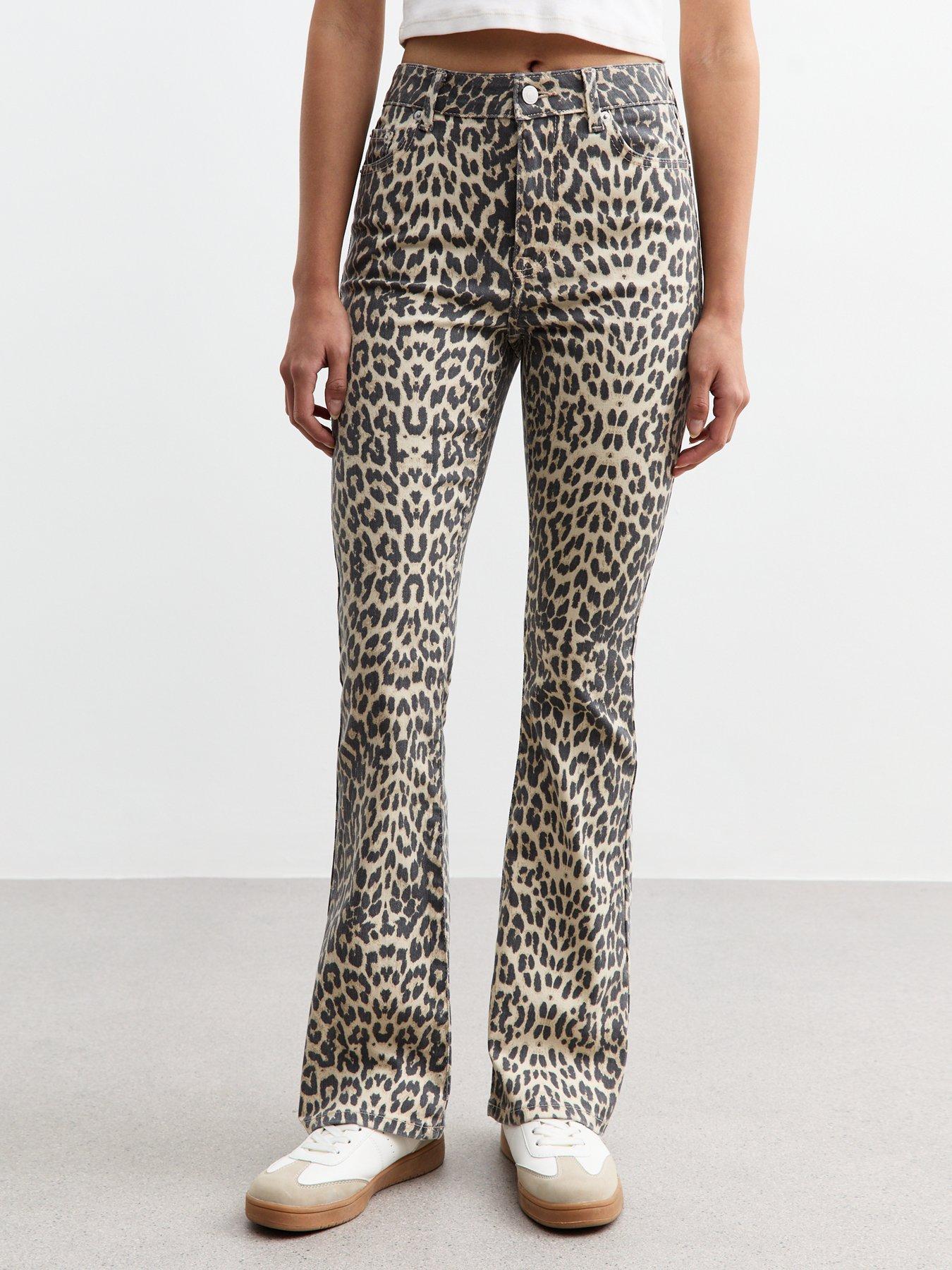 New Look Brown Leopard Print Bootcut Jeans | Very