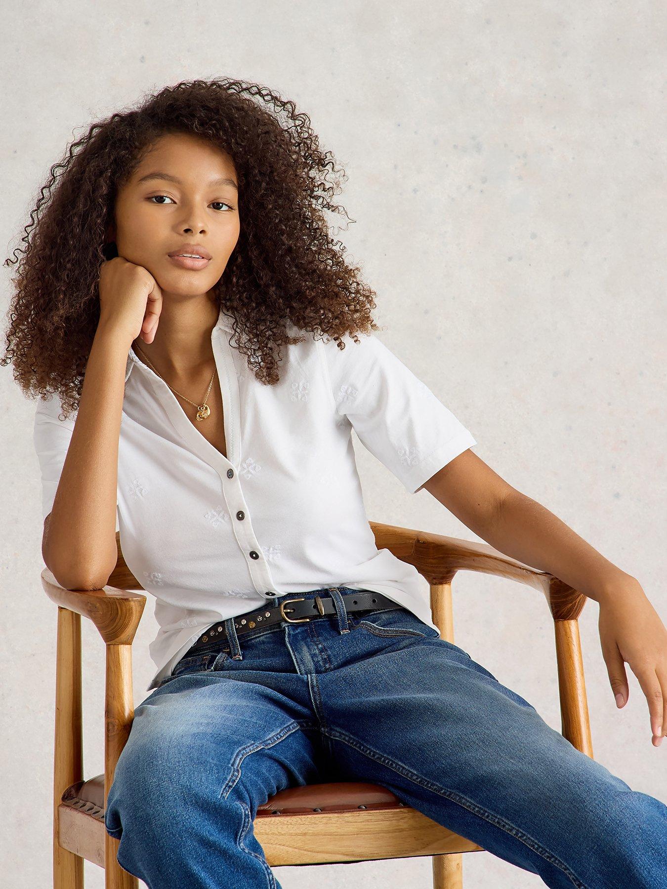 White Stuff Annie Short Sleeve Embroidered Shirt - White | Very