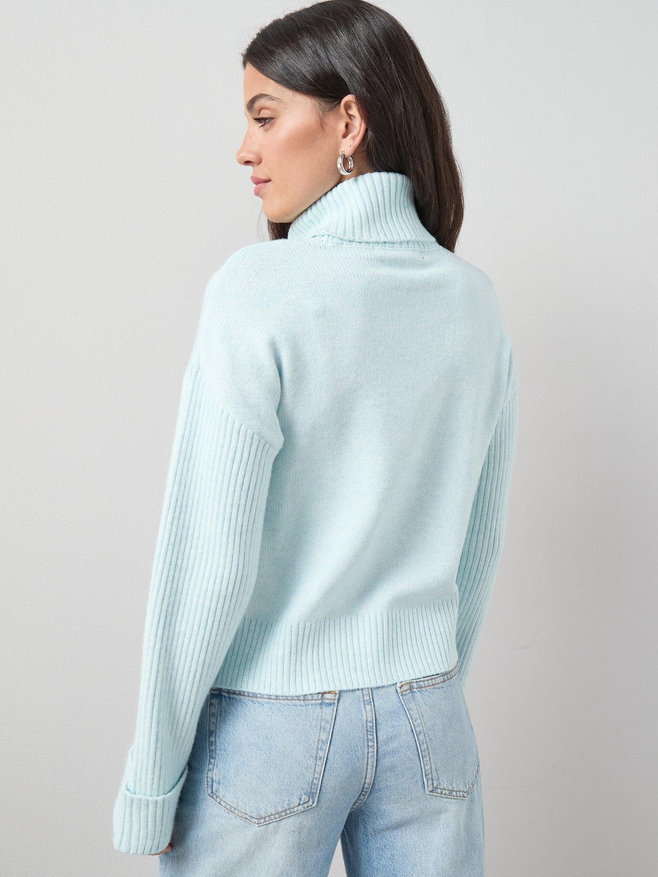 The Very Collection Timeless Yarn Roll Neck Turn Up Cuff Jumper - Light ...