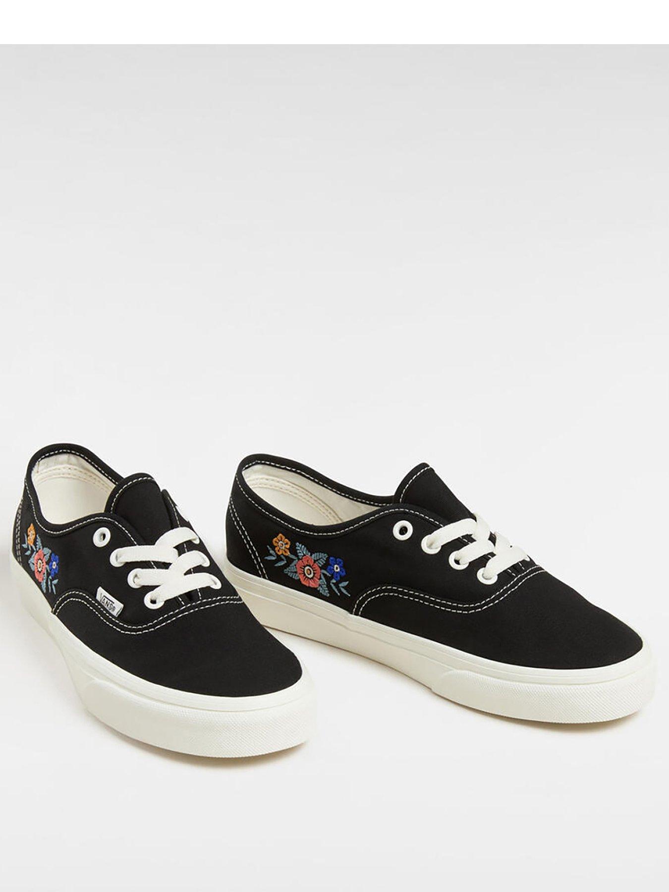Vans Women's Floral Embroidered Authentic Trainers - Black | Very