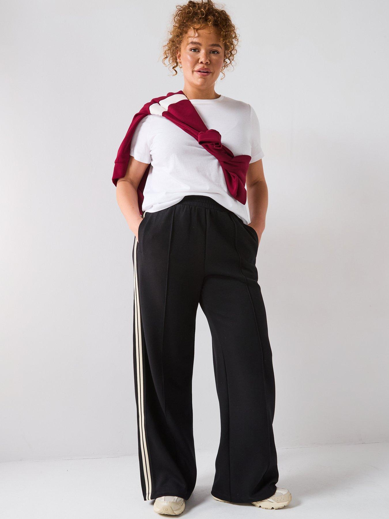 V by Very Curve Side Stripe Wide Leg Trousers - Black | Very