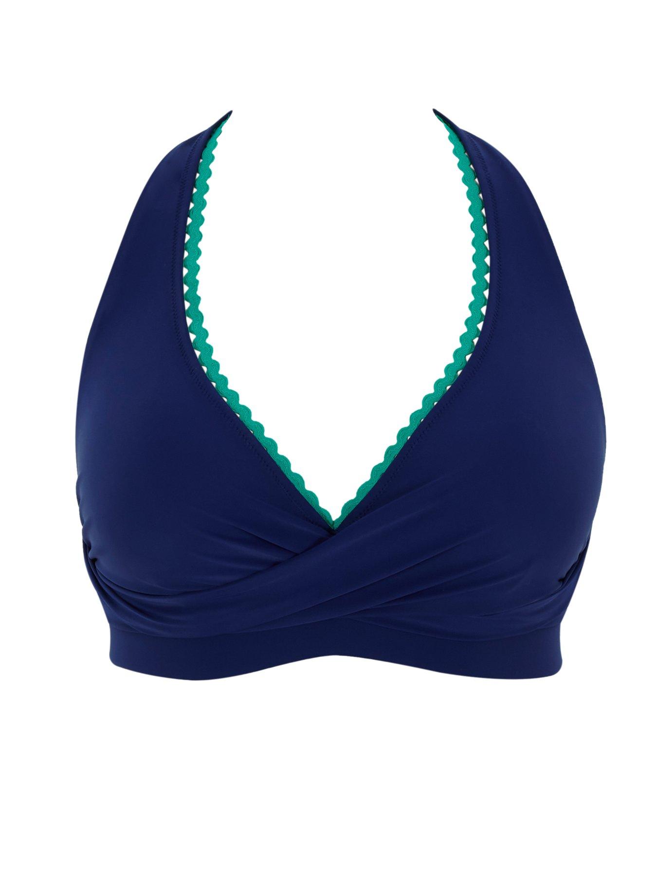 Panache Swim Sofia Ric Rac Navy Non Wired Halterneck Bikini - Ric Rac ...