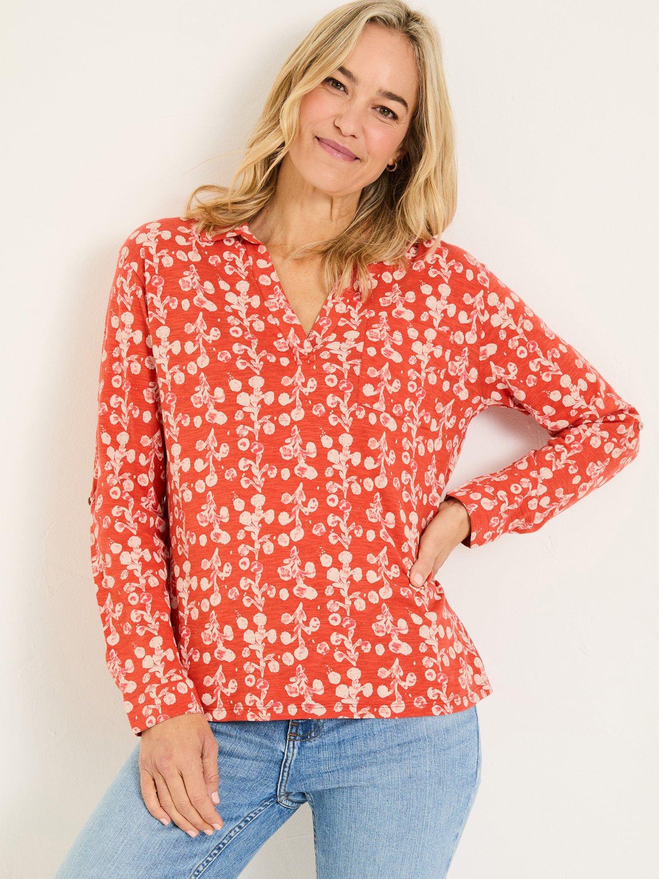 FatFace Paige Painted Bloom Top - Orange | Very