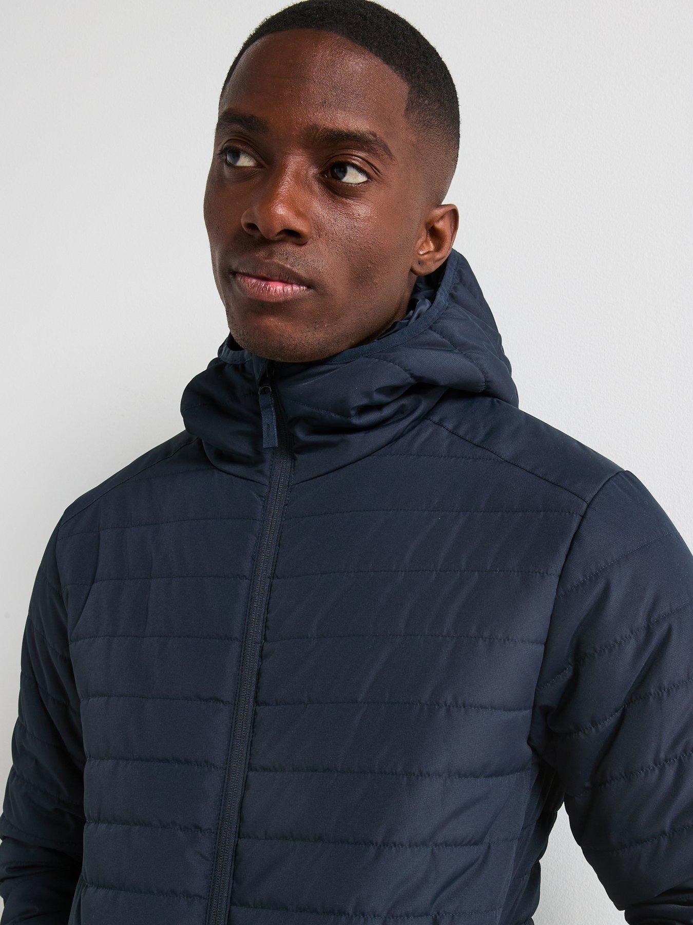 Very Man Shower Resistant Lightweight Hooded Padded Jacket - Navy | Very