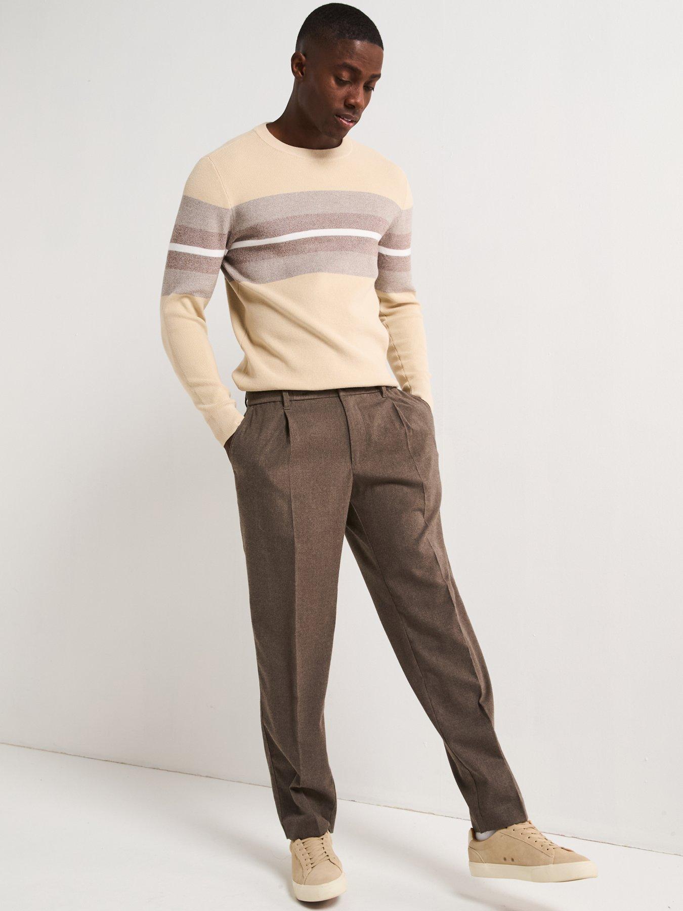 Very Man Cotton Rich Colour Block Jumper - Beige | Very