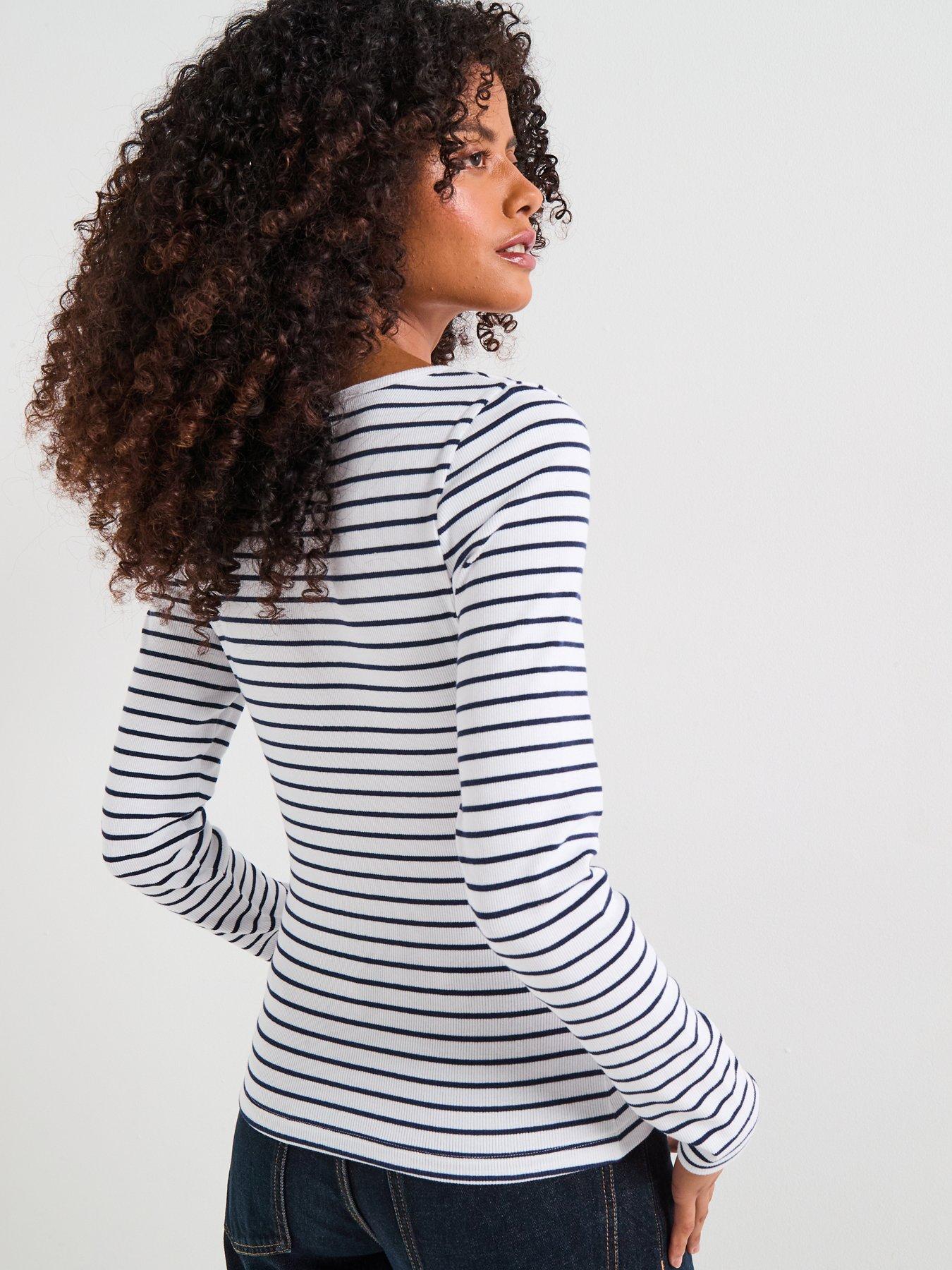 V by Very Long Sleeve Square Neck Tee - Cream | Very