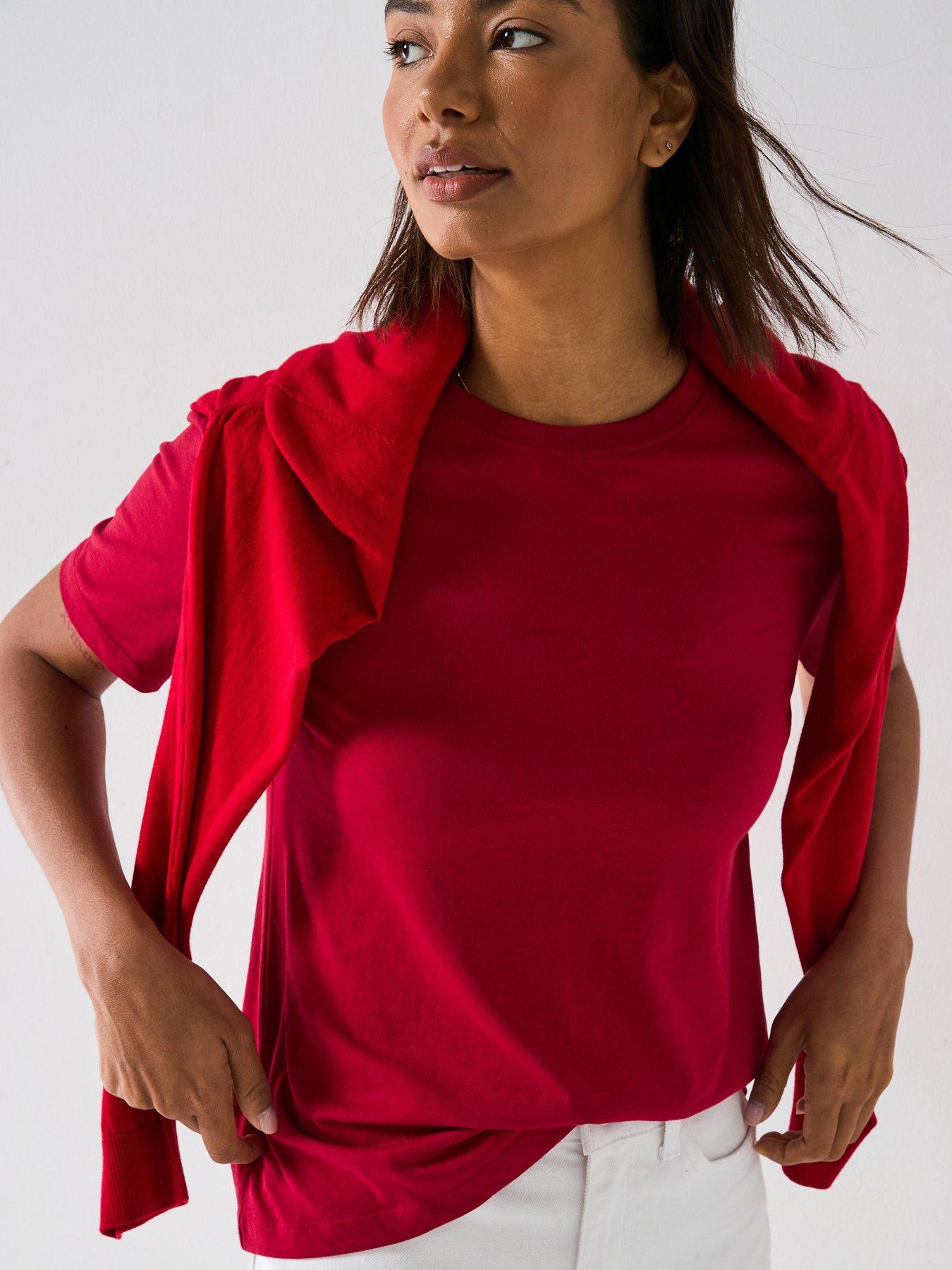 V by Very Crew Neck Essential Tshirt-red | Very