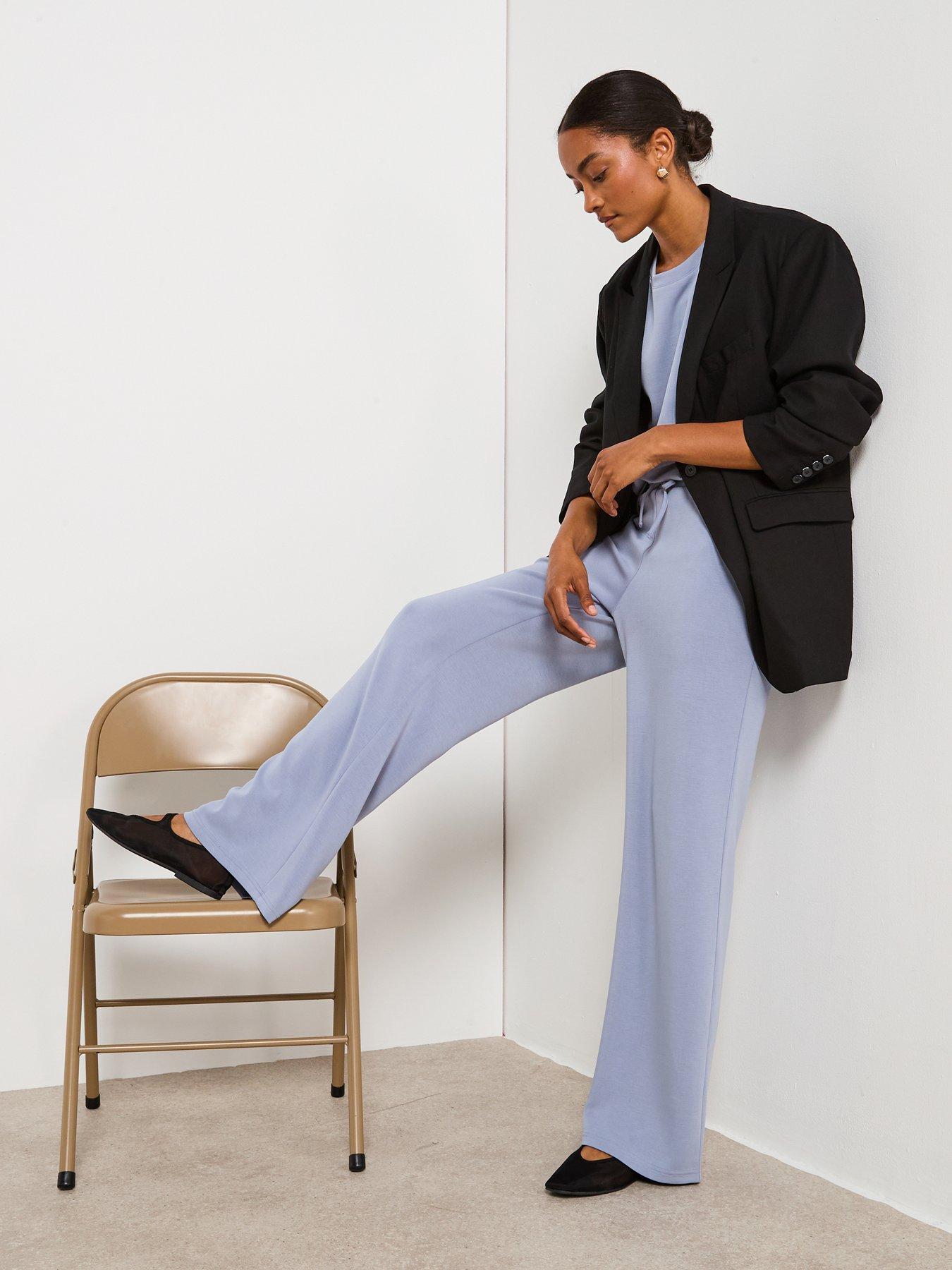 V by Very Modal Mix Wide Leg Joggers - Blue | Very