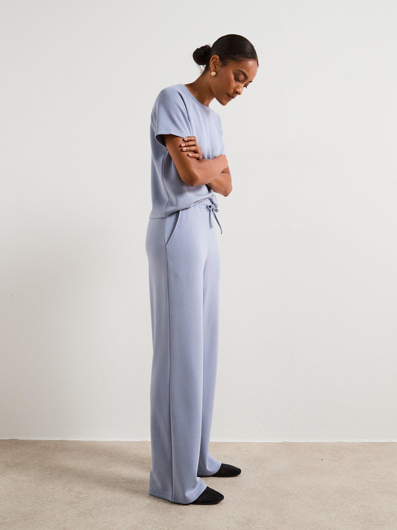 V by Very Modal Mix Wide Leg Joggers - Blue | Very