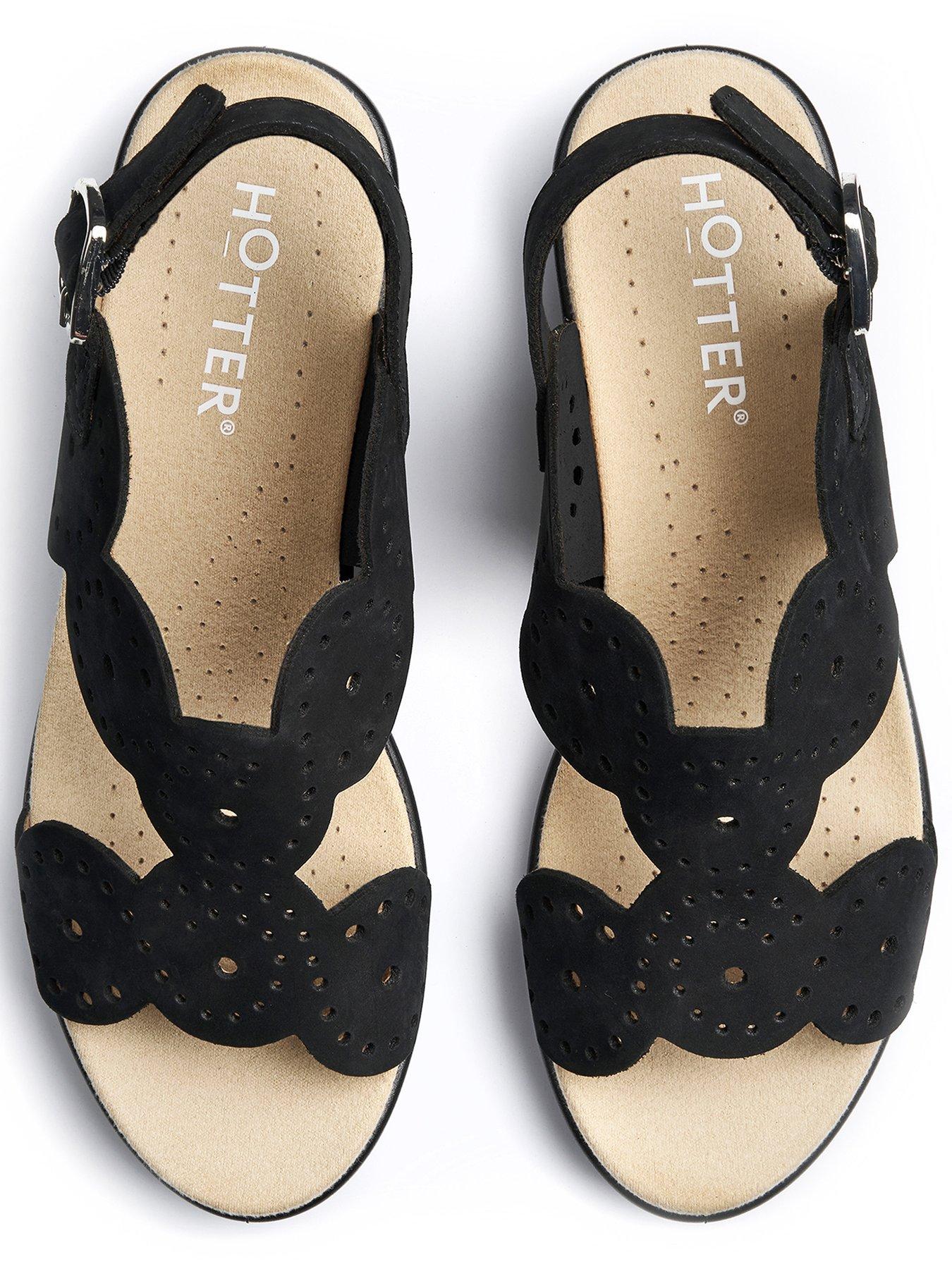 Hotter Diana Wide Fit Wedge Sandal - Black | Very