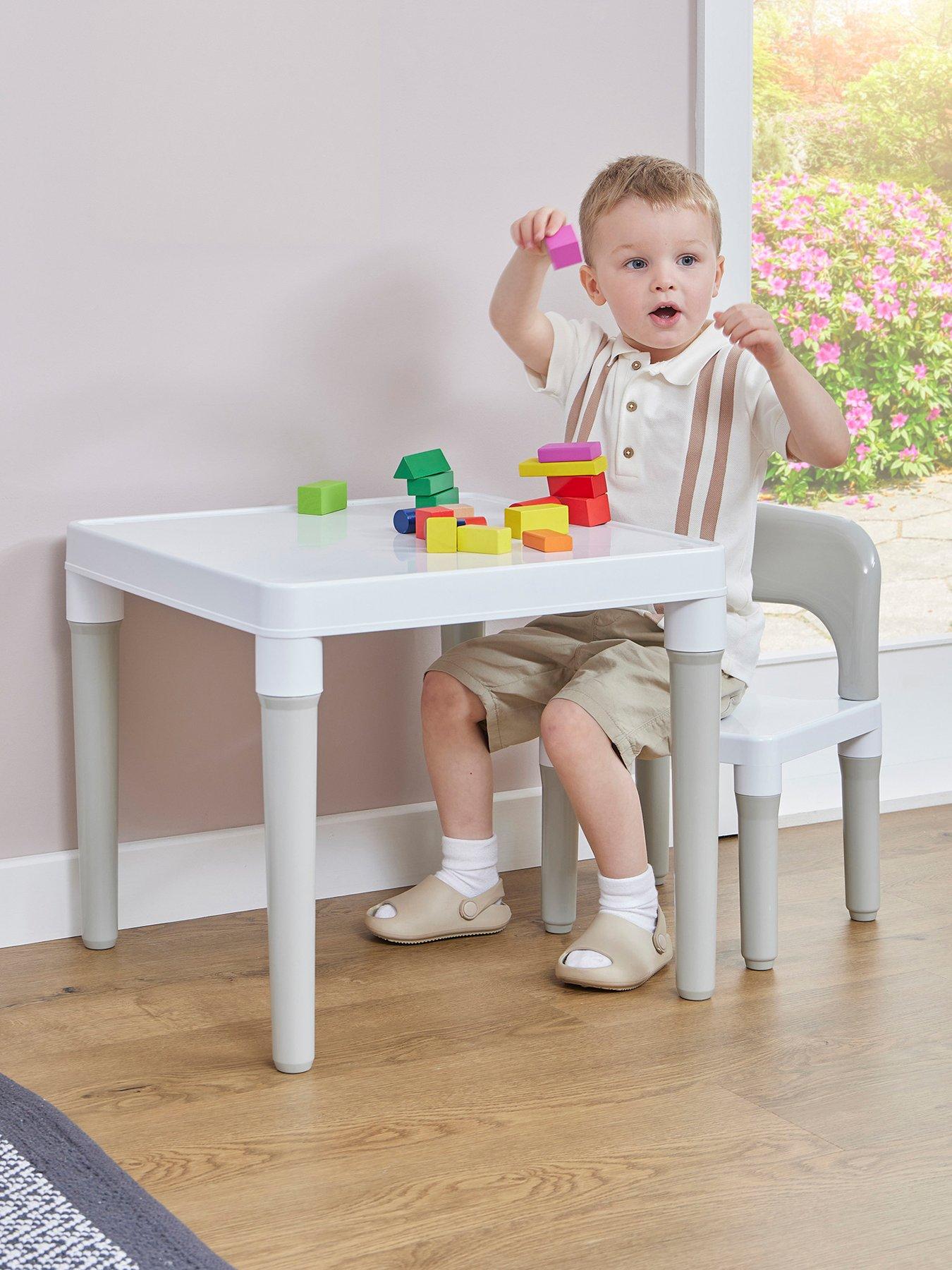 Liberty House White & Grey Plastic Table and 1 Chair Set | Very