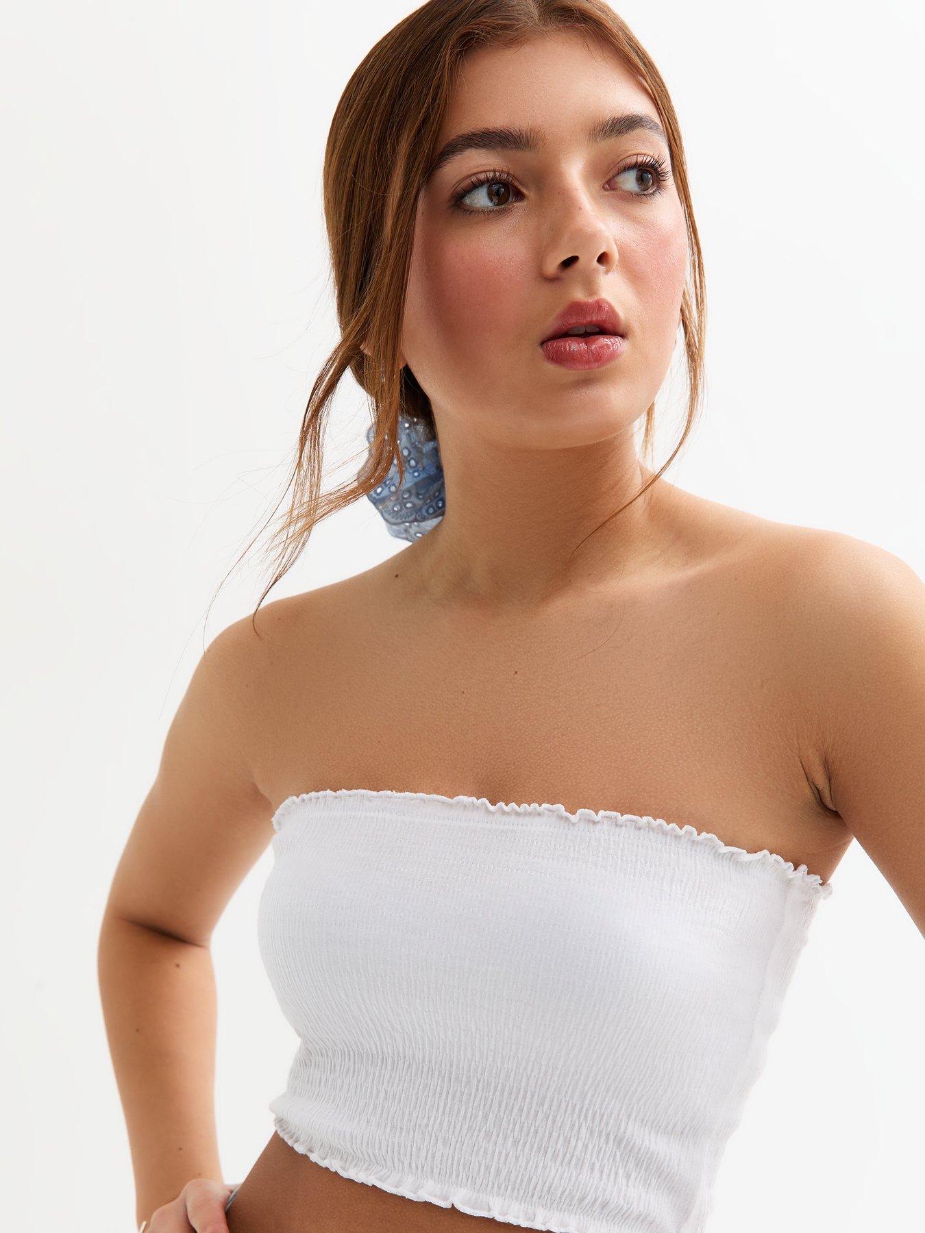 New Look 915 Girls White Shirred Bandeau Top | Very