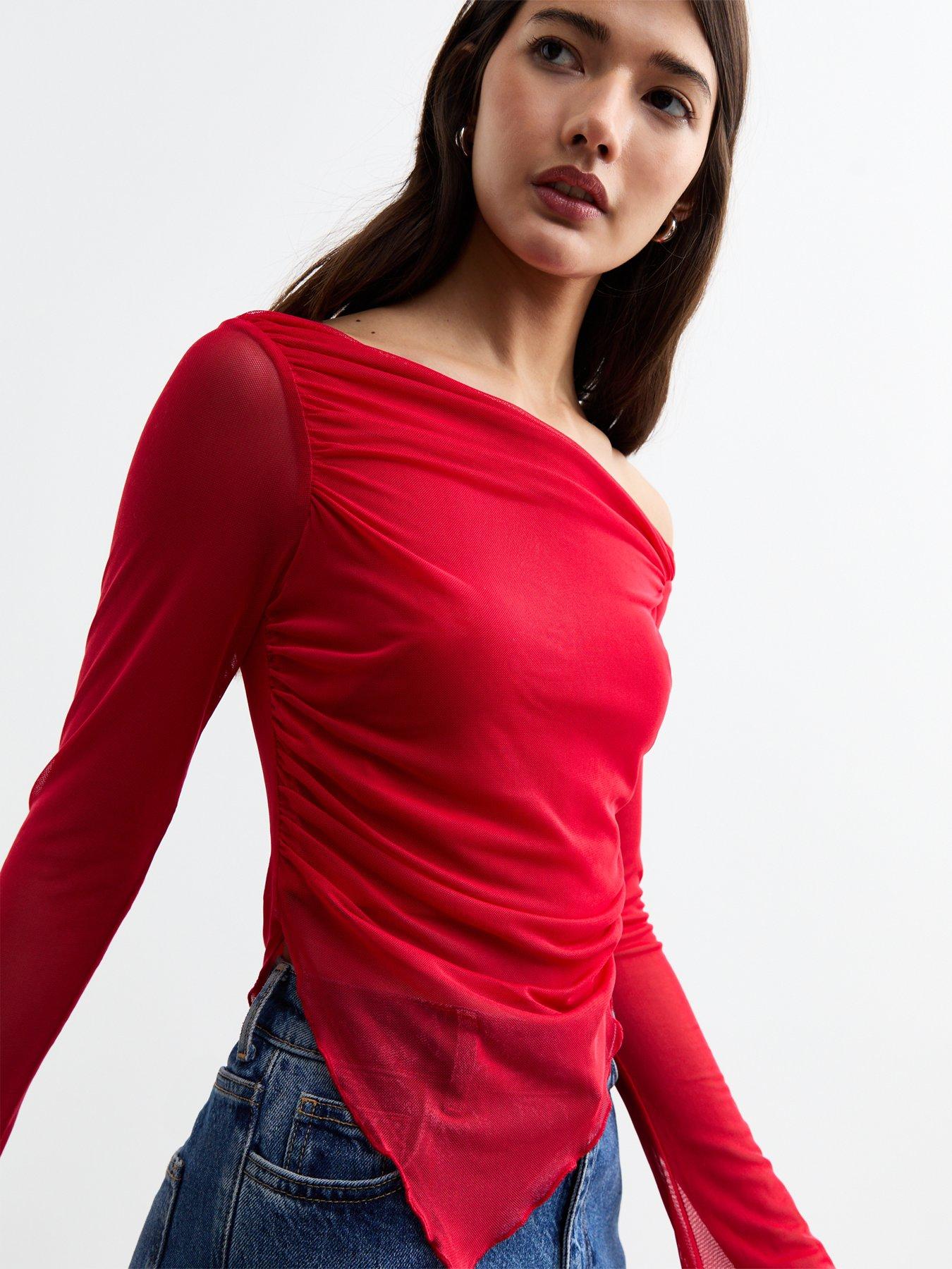 New Look Asymmetric Mesh Top - Red | Very