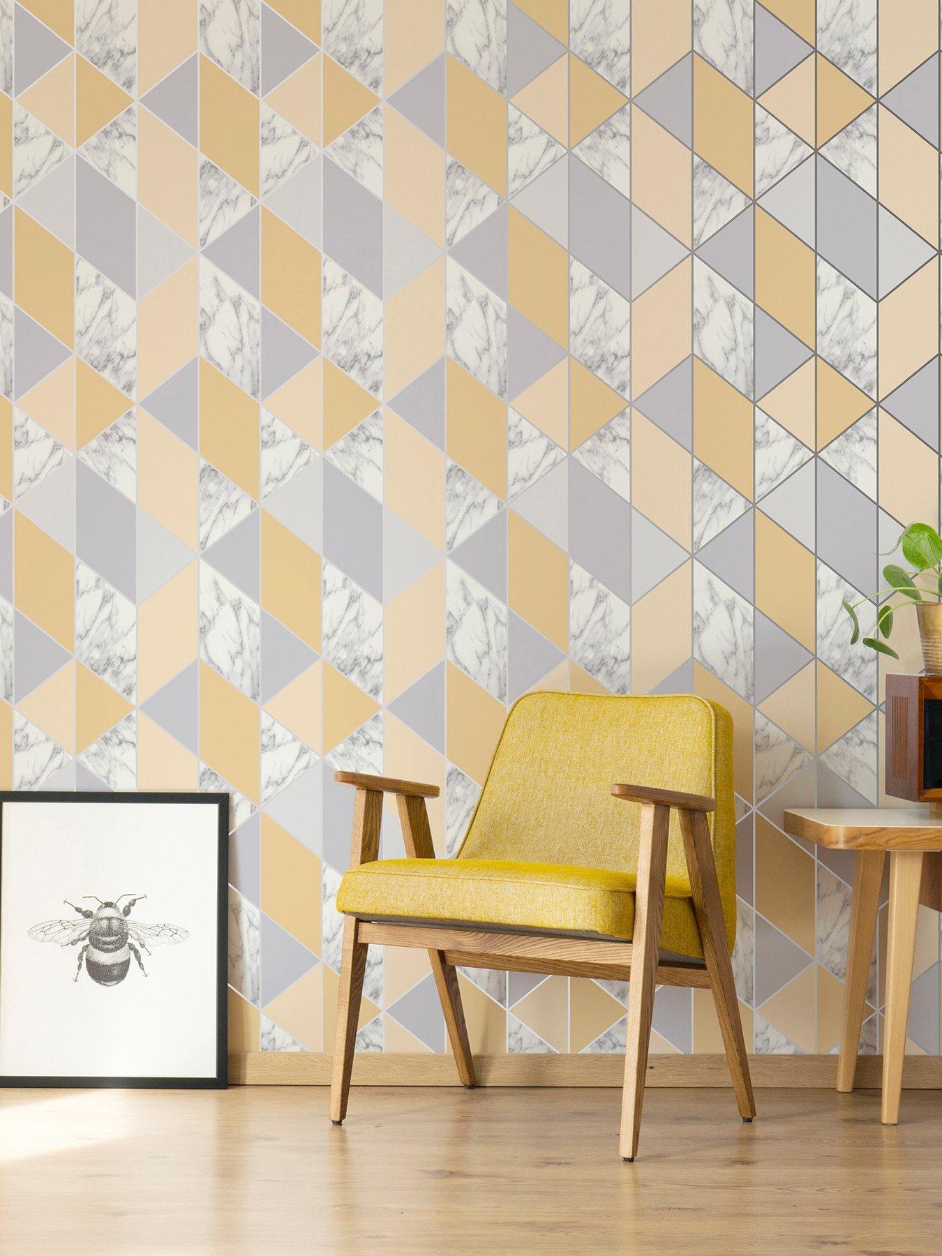 Sublime Marble Geo - Yellow Wallpaper | Very