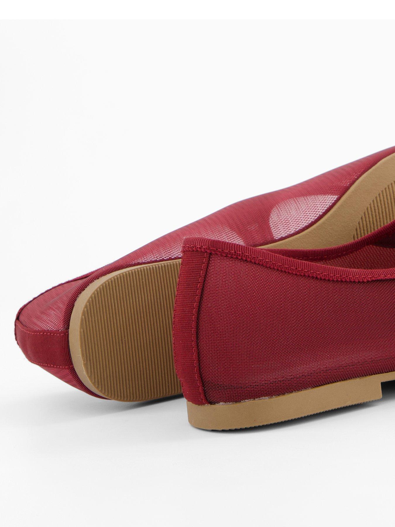 V by Very Mary Jane Mesh Ballet Pumps - Burgundy | Very